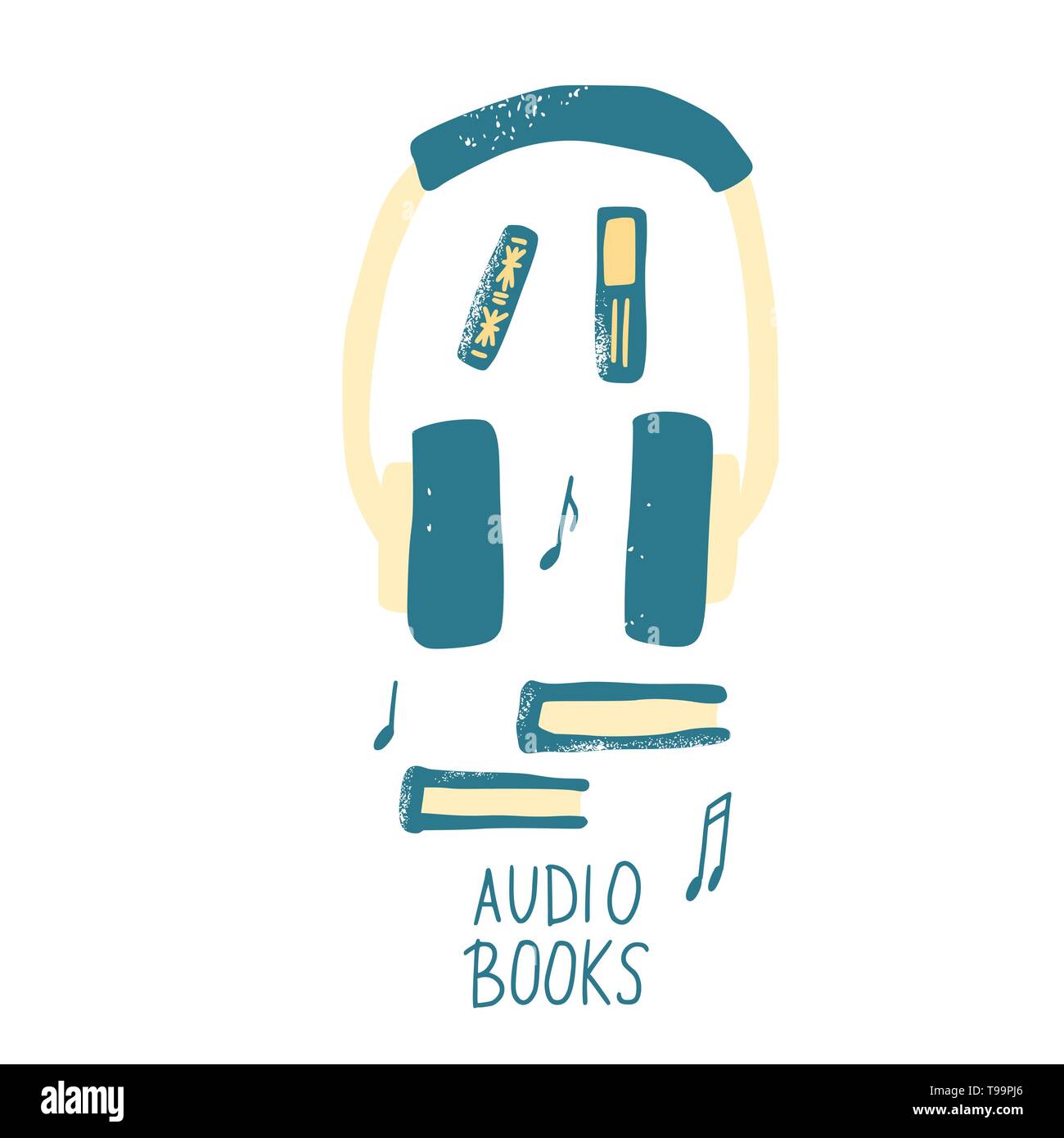Audiobooks concept. Set of audio book symbols with lettering. Vector ...