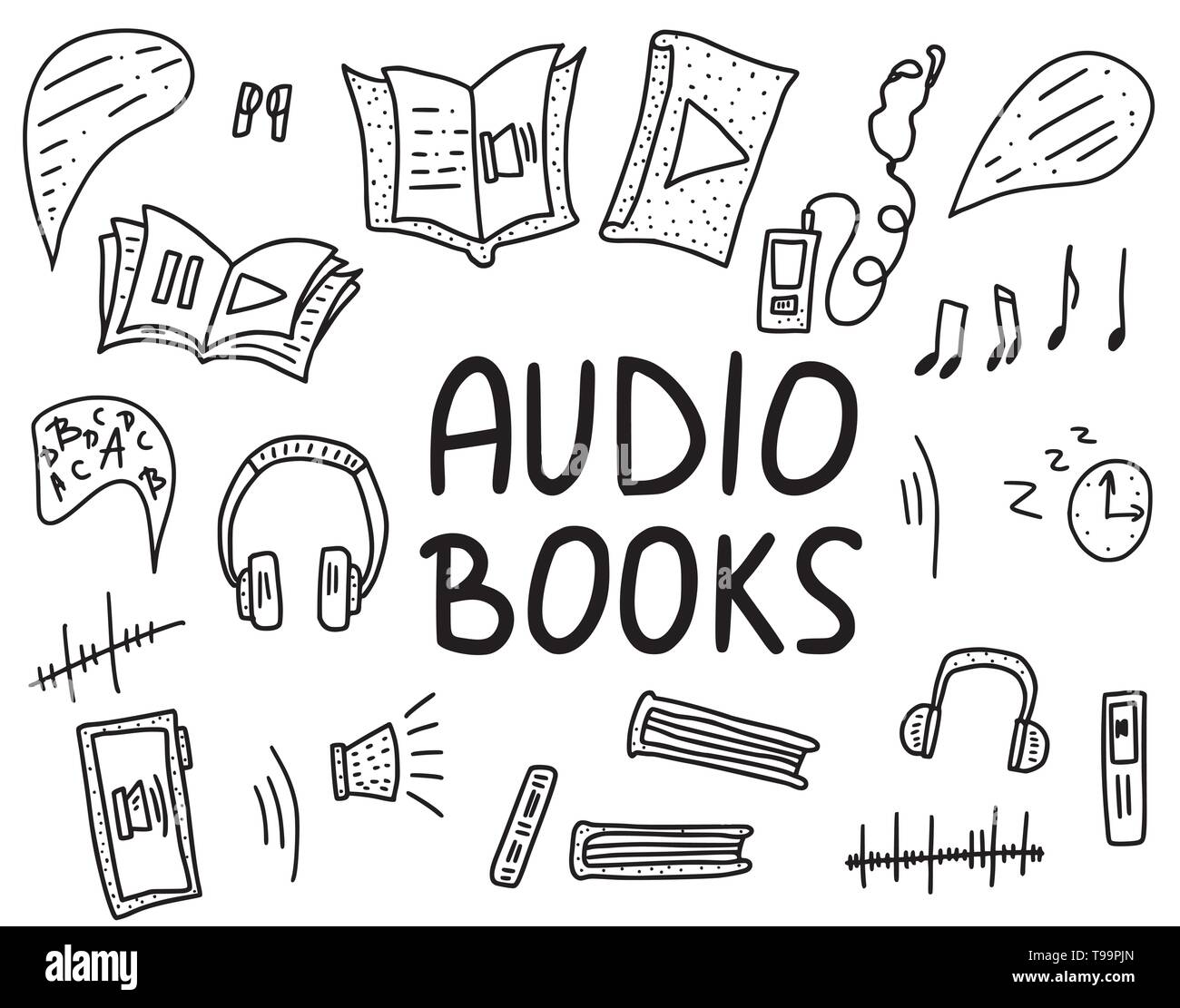 Audiobooks elements collection. Set of audio book symbols with ...