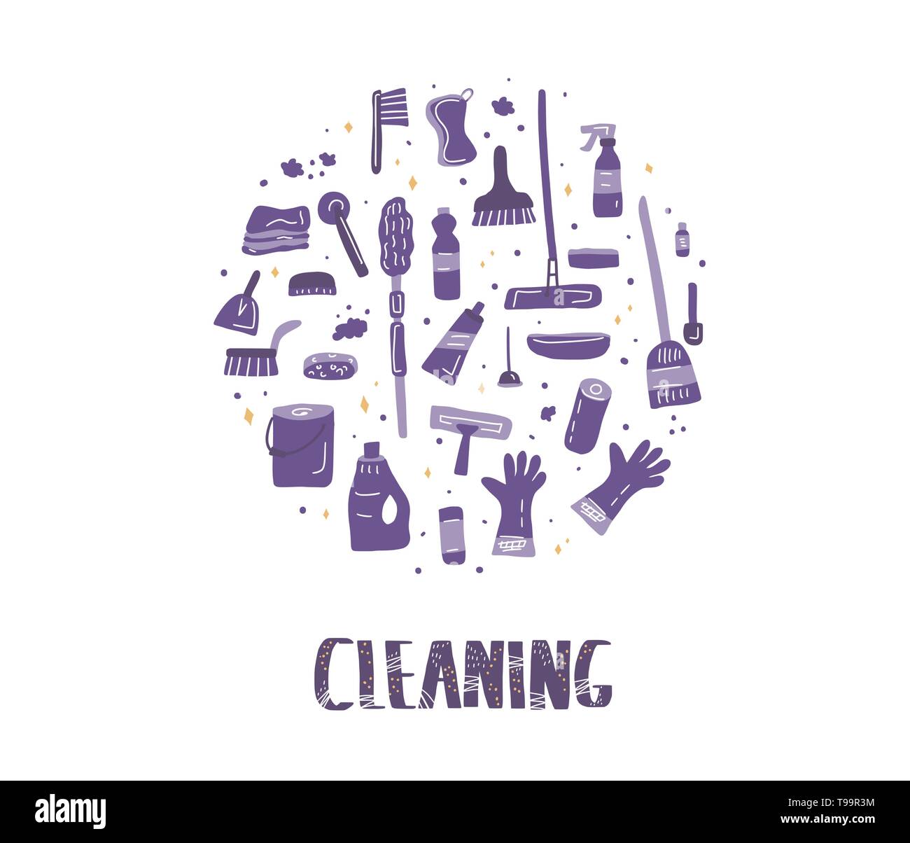 Cleaning tools. Vector set of cleaning equipment. Collection of ...