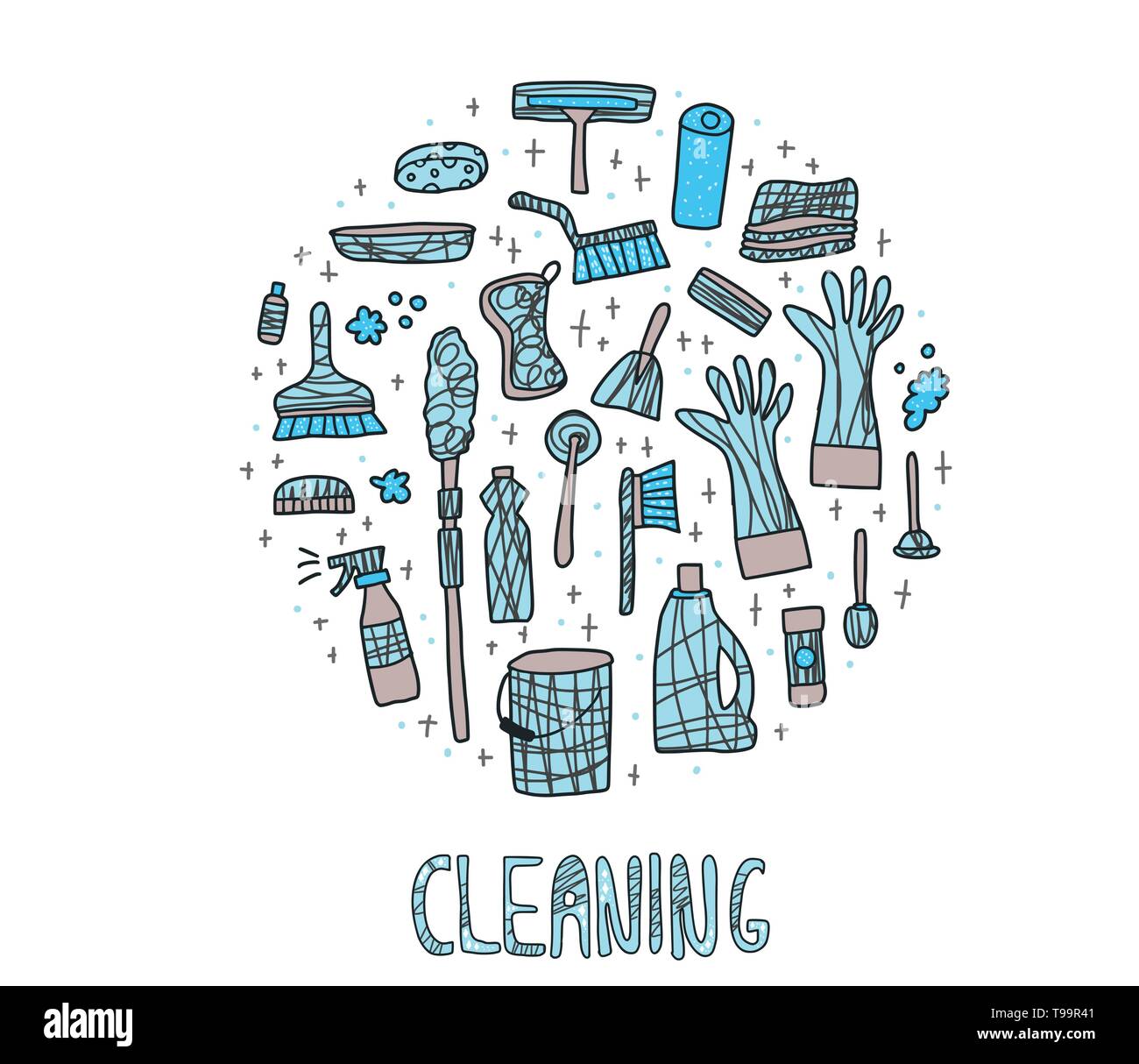 Cleaning tools. Vector set of cleaning equipment. Collection of ...