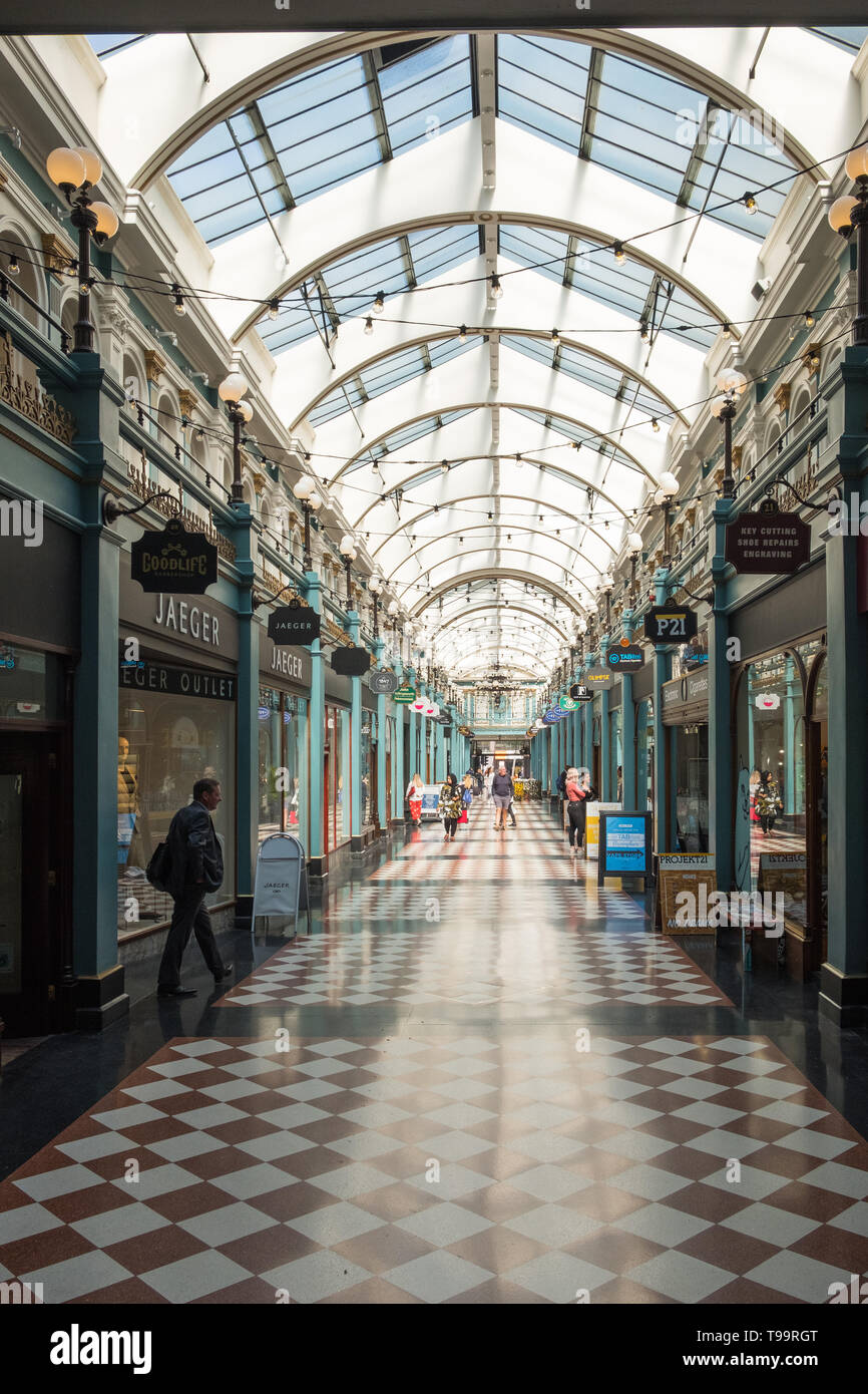 Shops in the Victorian Great Western Arcade in Birmingham city centre ...