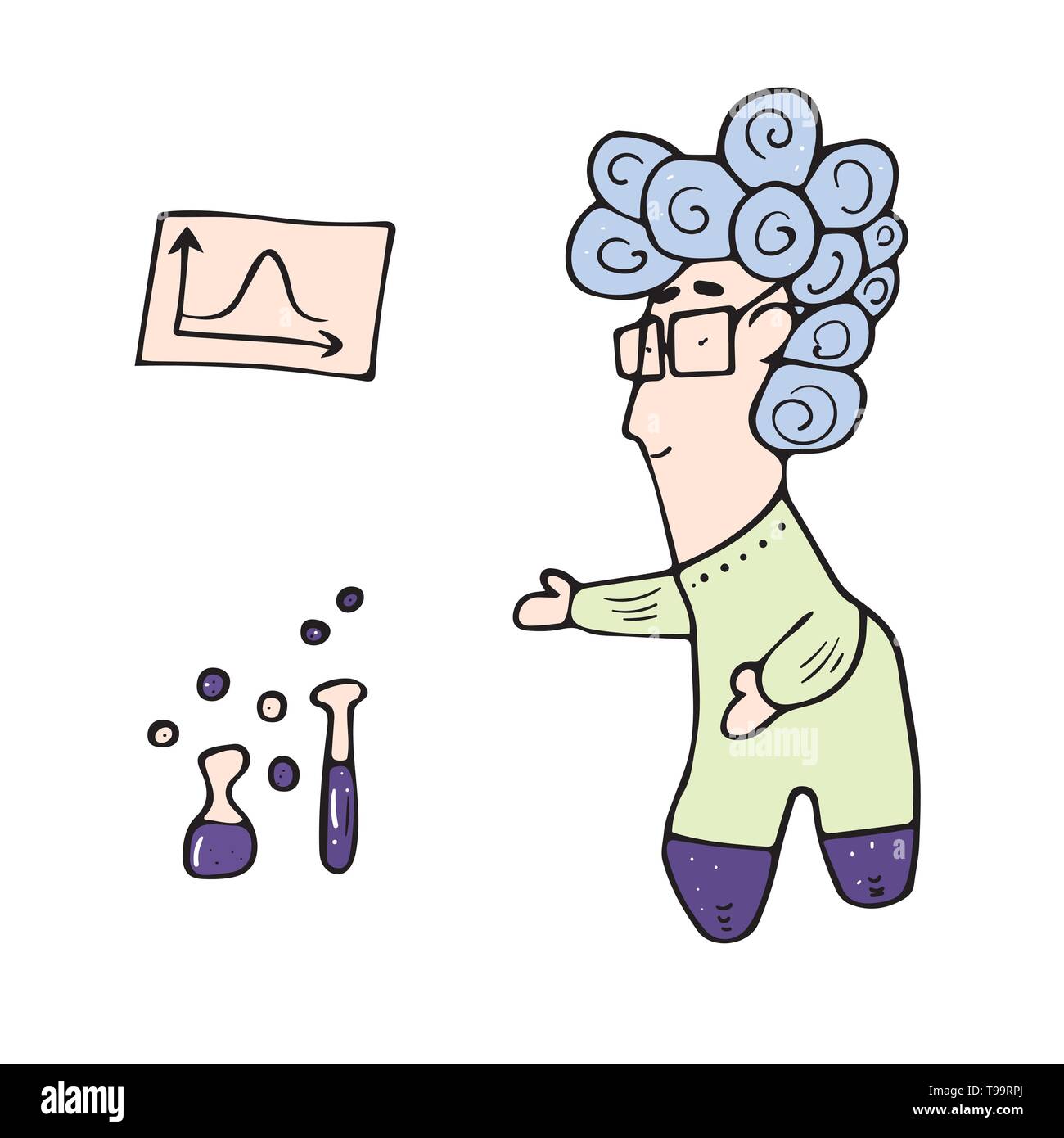 Young woman with science symbols isolated on white background. Girl ...