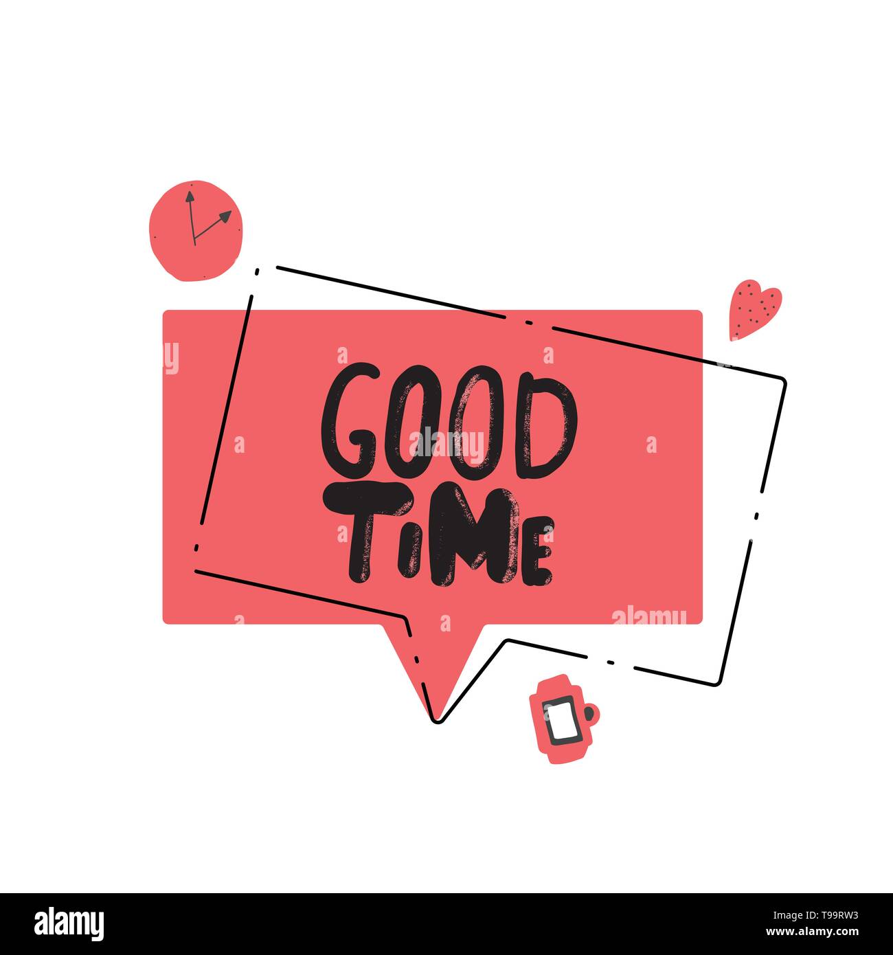 Good Time handwritten lettering with speech bubble. Vector illustration ...