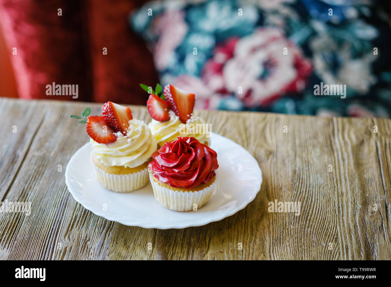 beautiful cake with strawberries penny Stock Photo - Alamy