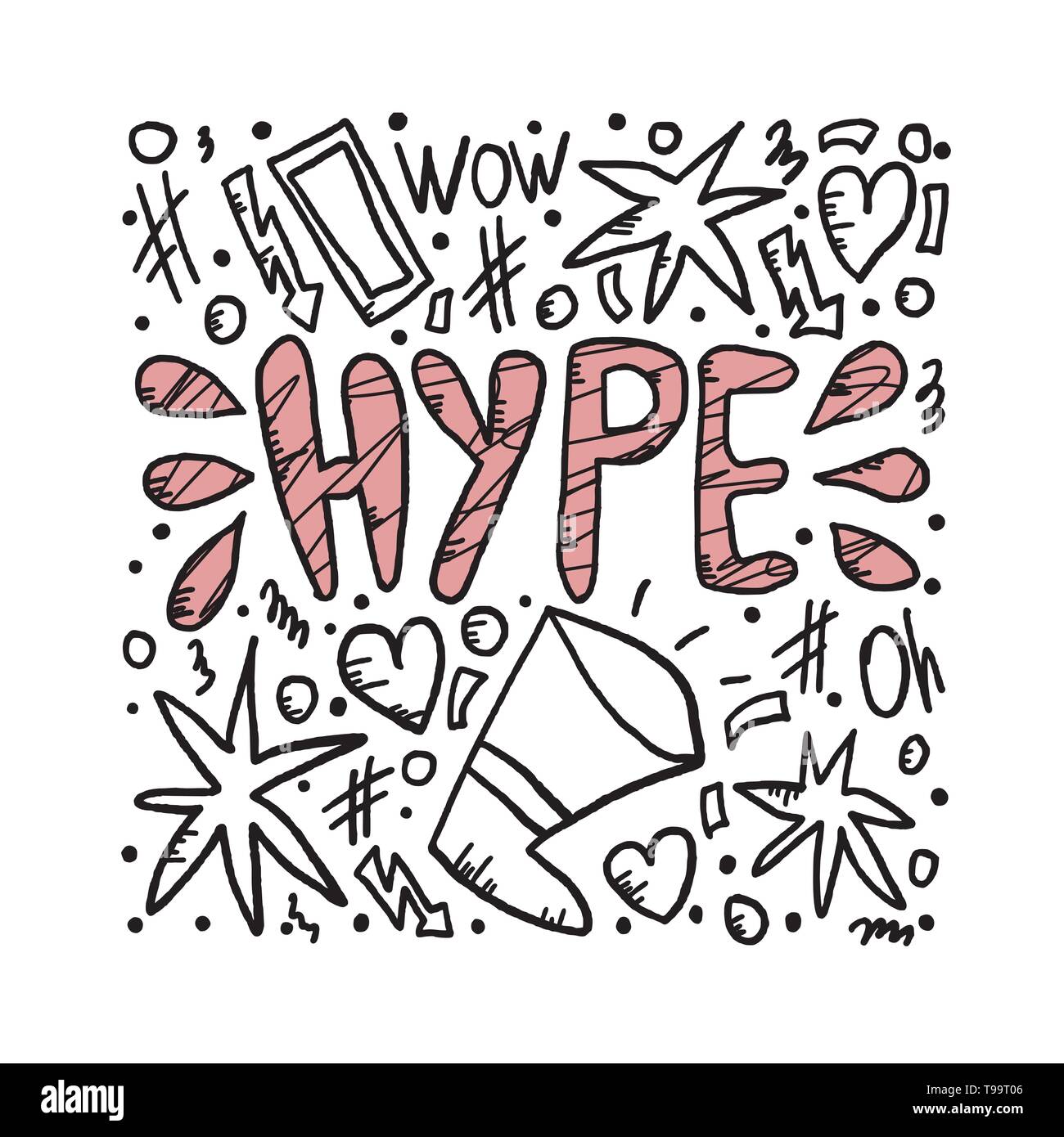 Hype handwritten lettering with decoration in doodle style. Poster ...