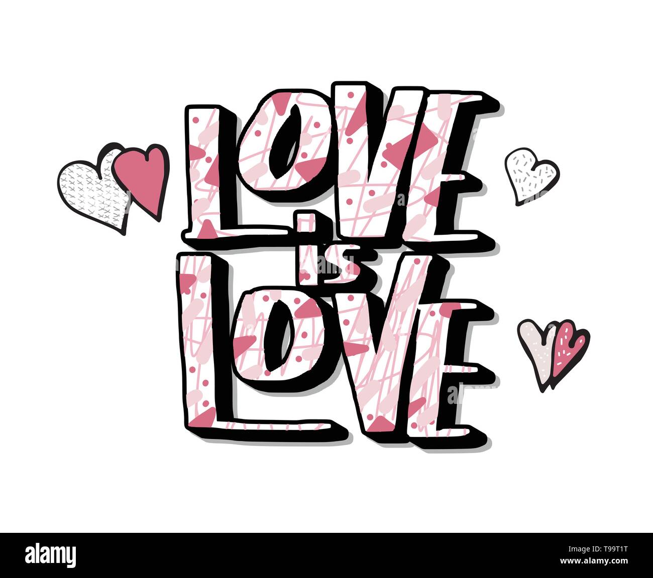 Love is love vector lettering isolated on white background. Hand ...