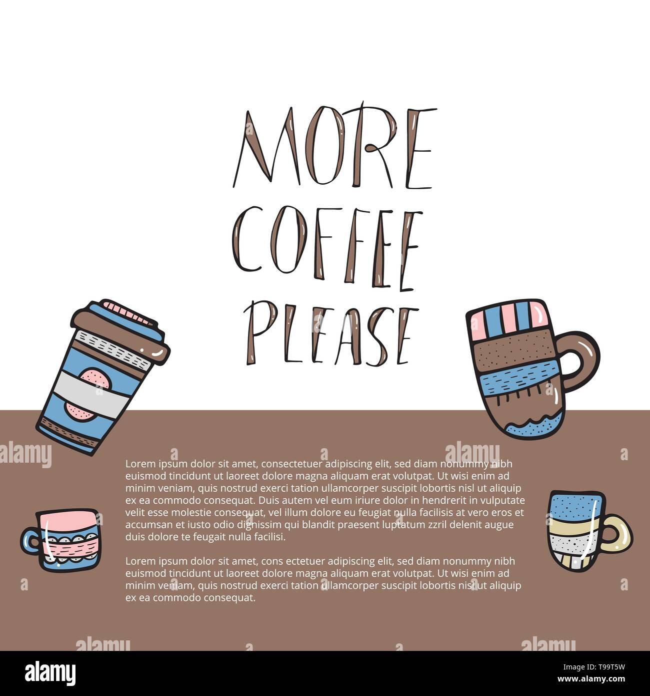 Banners template with coffee mugs and lettering. Set of cups with hot ...