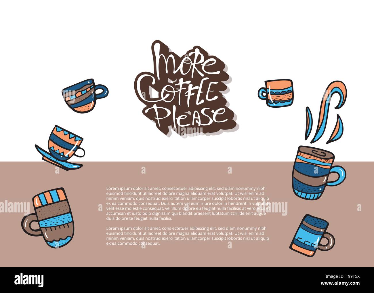 Banners template with coffee mugs and lettering. Set of cups with hot ...