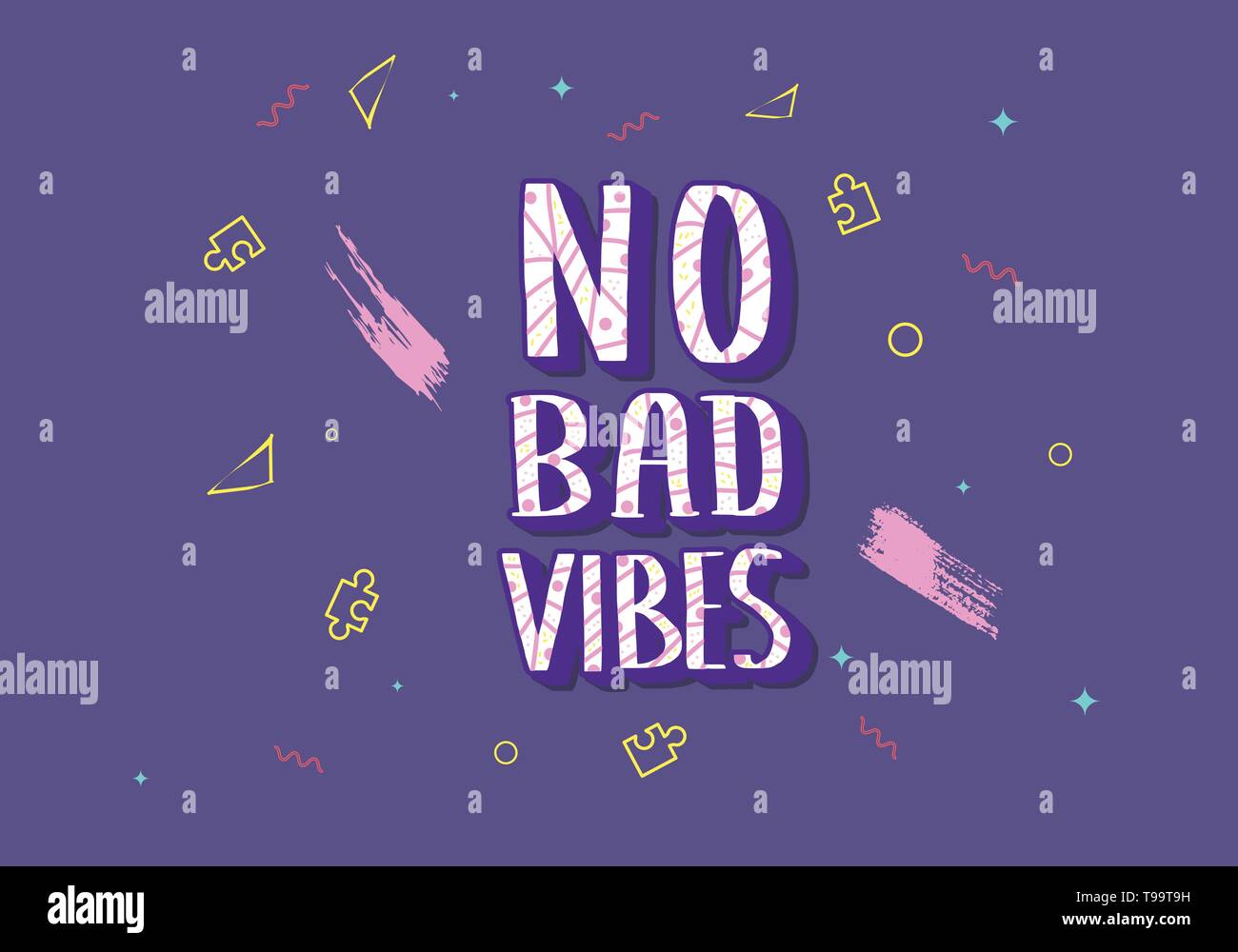 No Bad Vibes quote. Poster with handwritten lettering. Hand lettered ...