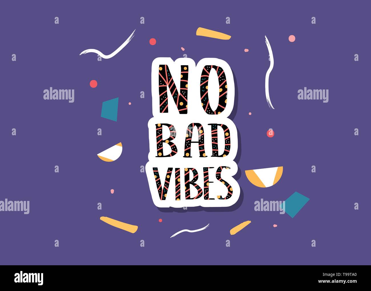 No Bad Vibes quote. Poster with handwritten lettering. Hand lettered ...