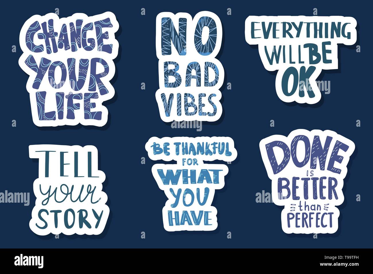 Sticker Quotes Isolated Motivational Handwritten Lettering Collection