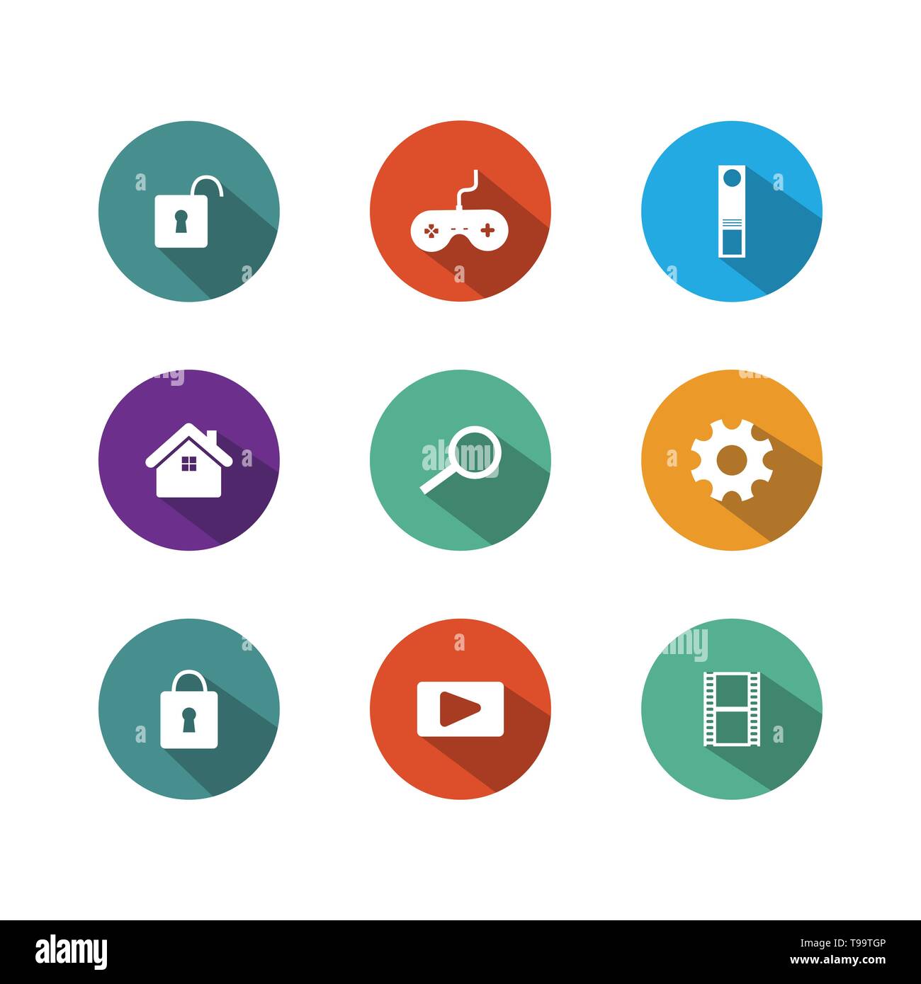 Office icon web long shadow hi-res stock photography and images - Alamy