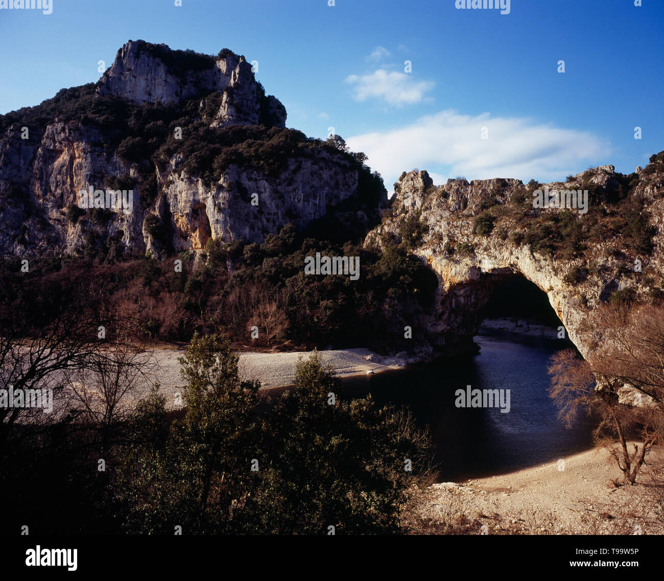 France, Ardech, Pont d'Arc, 5km high limestone arch in the Ardech Gorge ...