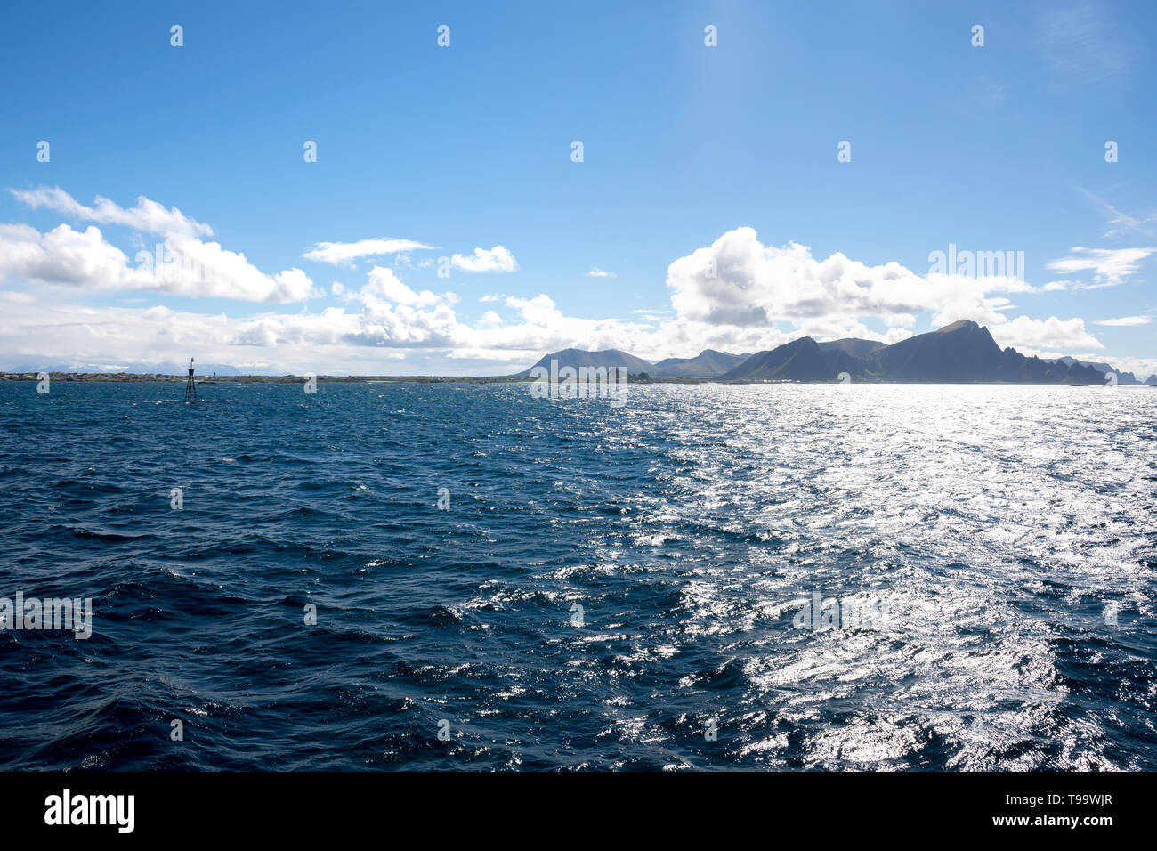 landscape between sea and mountain in Andenes in Lofoten in Norway ...