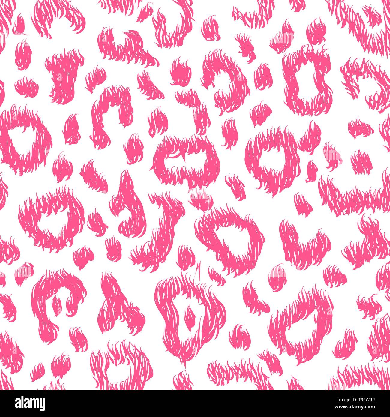 Bright pink realistic leopard skin on white, detailed seamless pattern ...