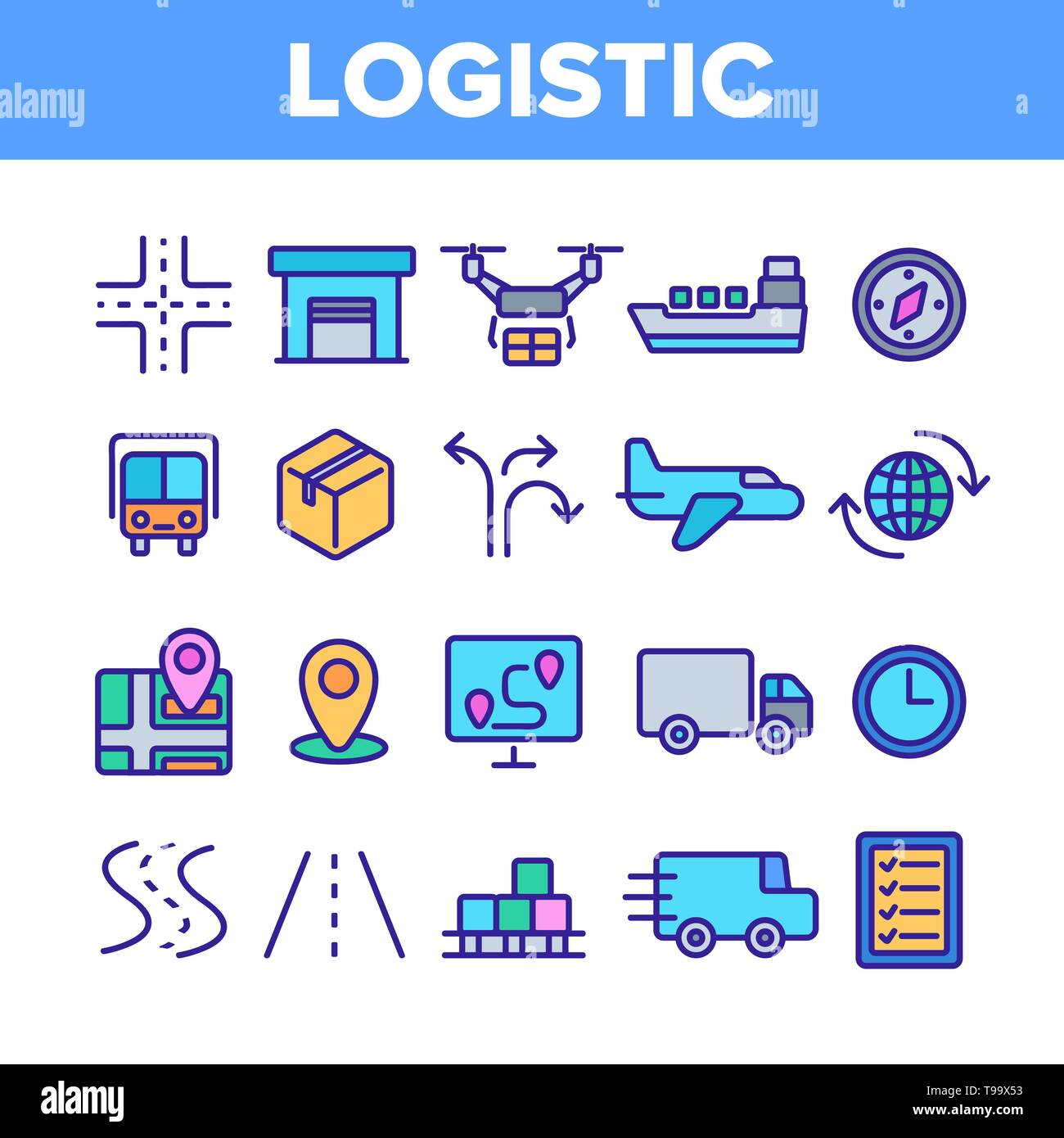 Global Logistic Department Linear Vector Icons Set. Logistic Management ...