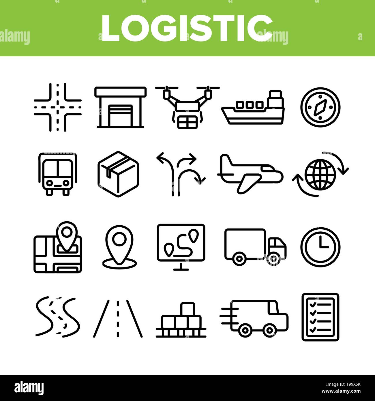Global Logistic Department Linear Vector Icons Set. Logistic Management ...