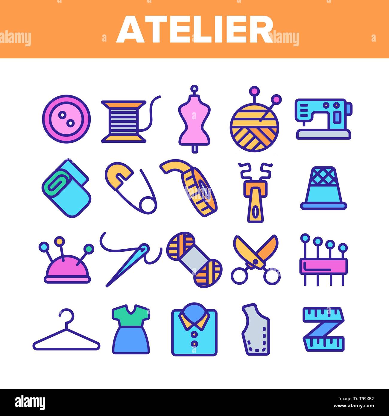 Fashion Atelier And Sewing Linear Vector Icons Set. Atelier, Tailor ...