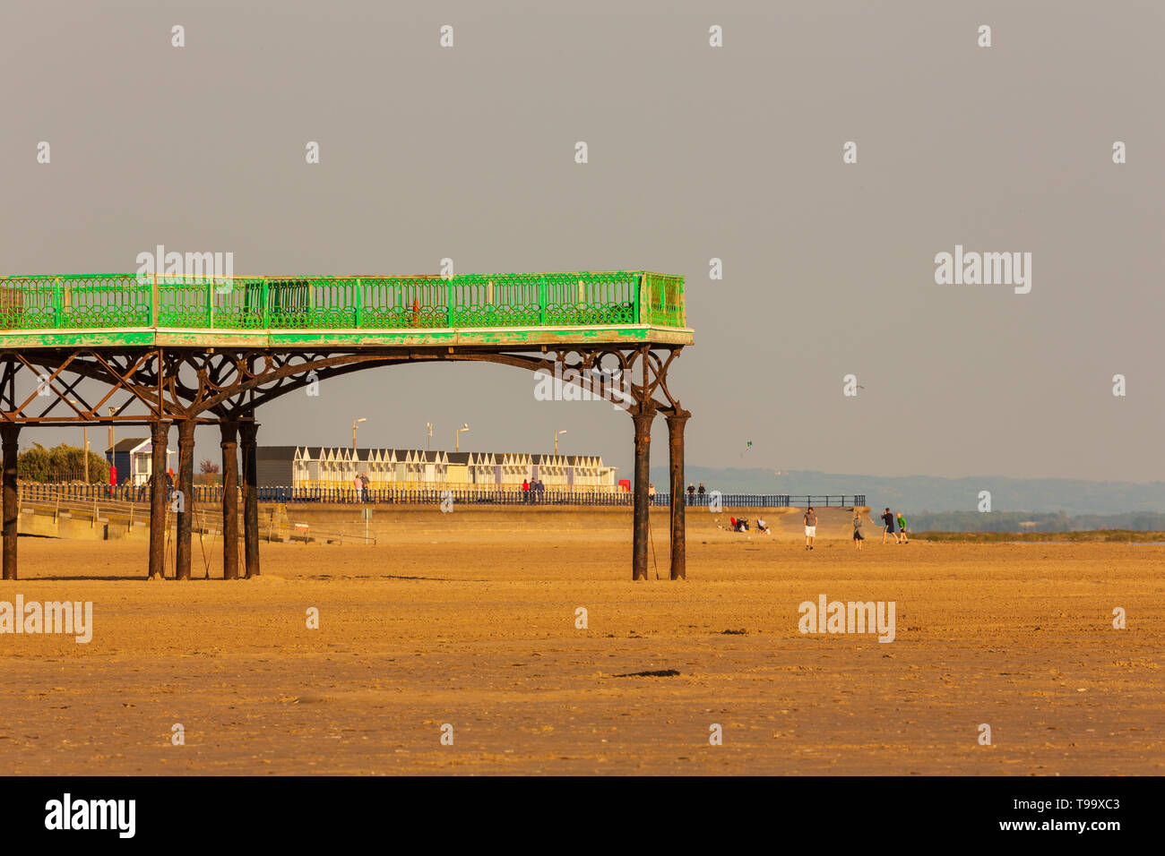 the beach at st annes on sea in the evening sunshine the pier with the ...