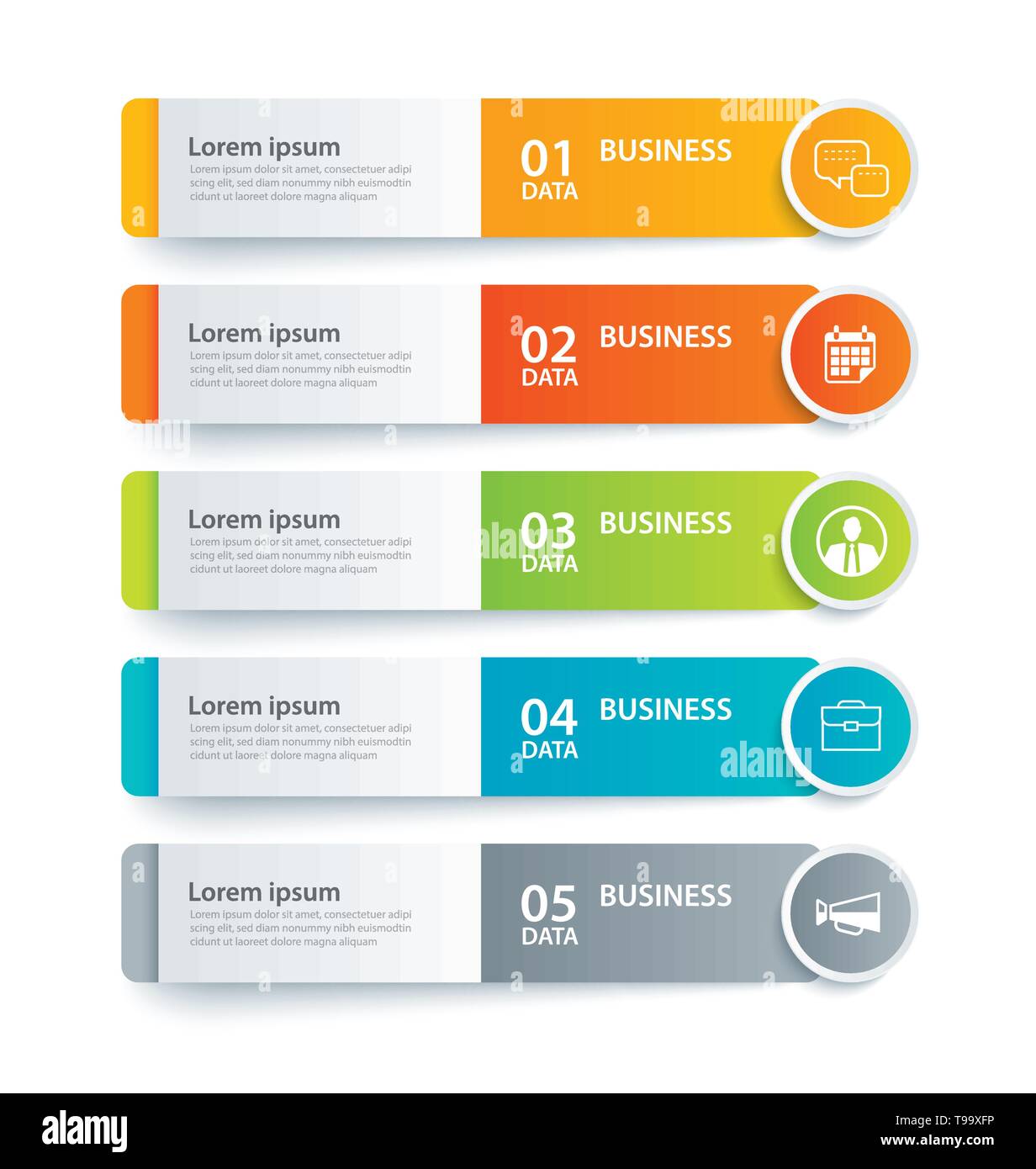 Infographics tab in horizontal paper index with 5 data template. Vector ...
