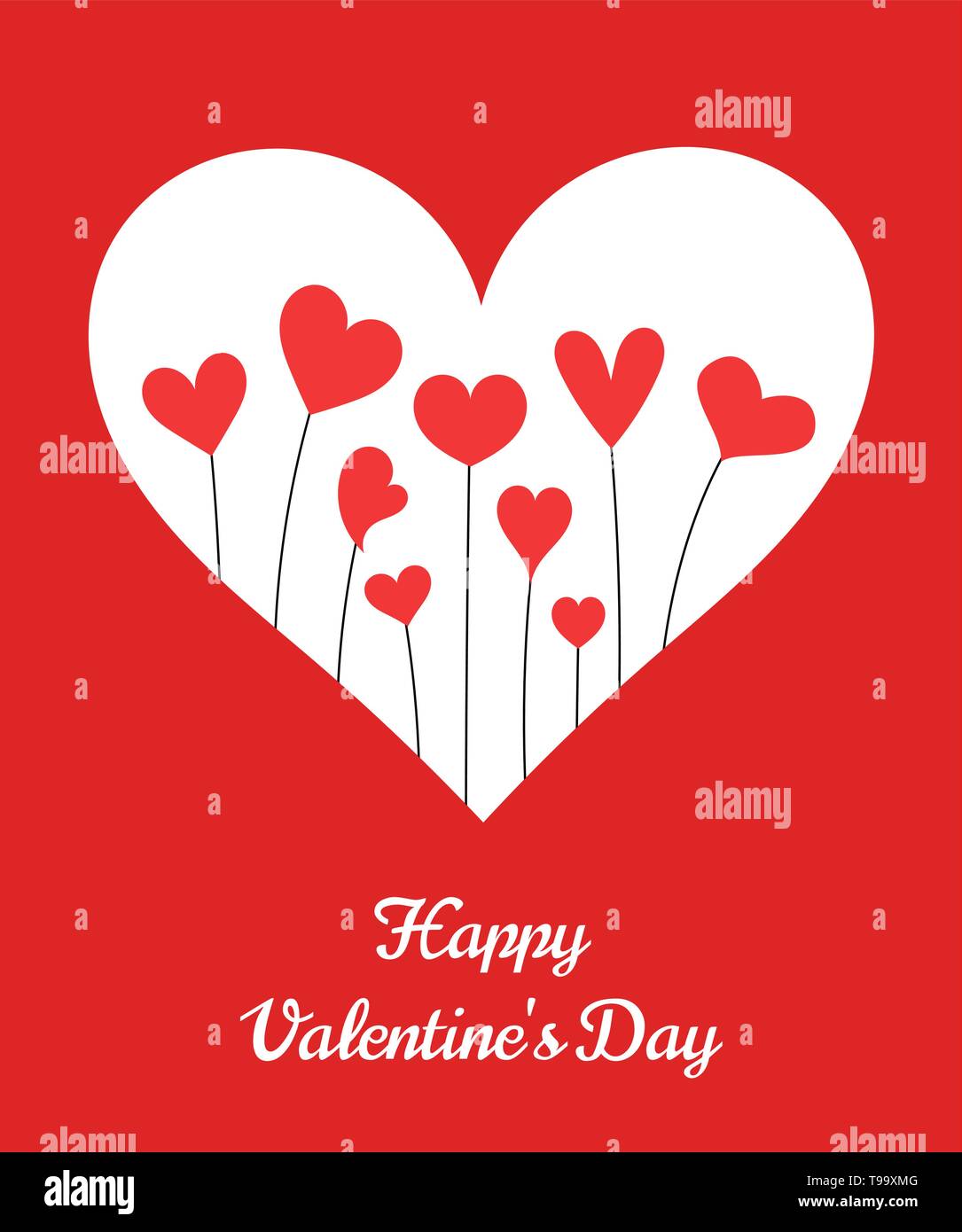 Valentine's Day cute hearts card design. Vector illustration Stock ...