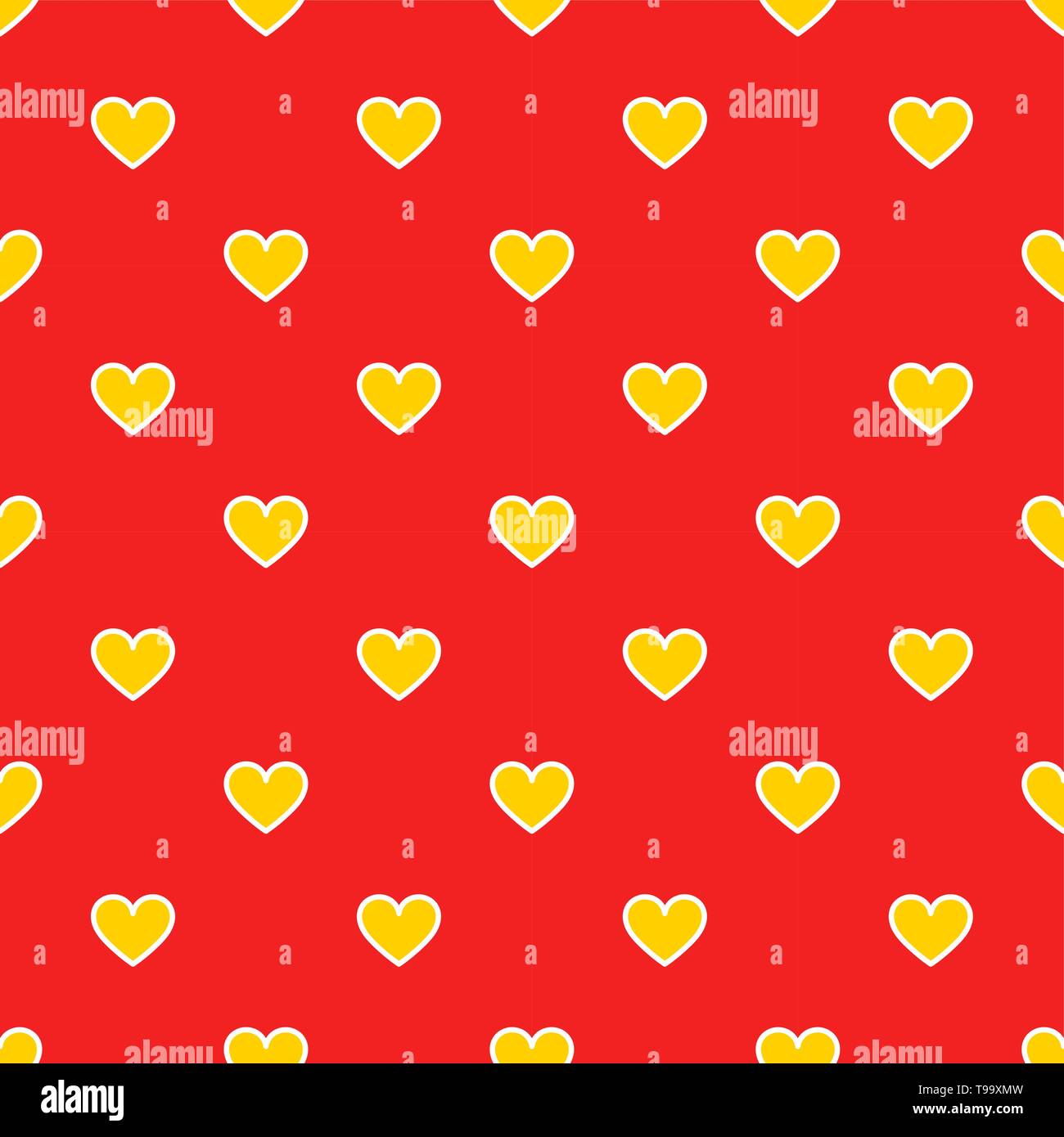 Yellow hearts on red background cute pattern Stock Vector Image & Art ...