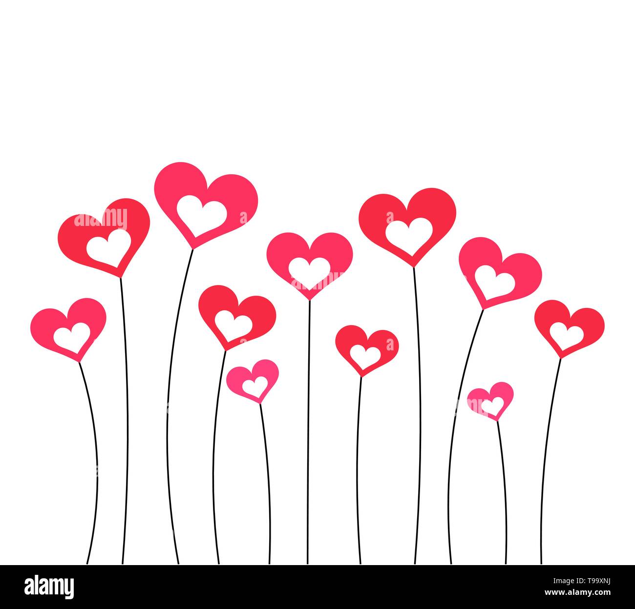 Cute hearts on stems background. Vector illustration Stock Vector Image ...