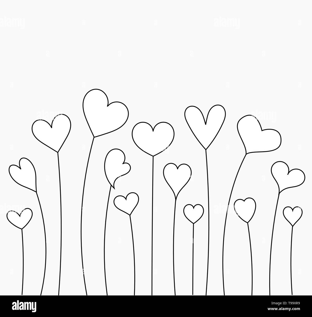 Growing hearts for coloring. Valentine's Day illustration Stock Vector ...