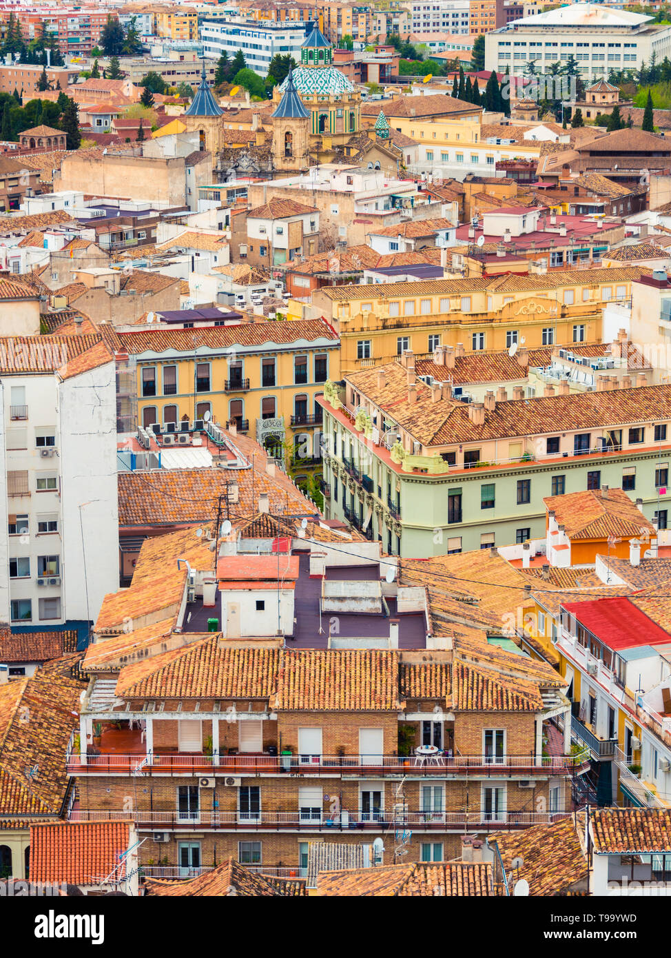 View of Granada's center with old colorful houses and roofs Stock Photo ...