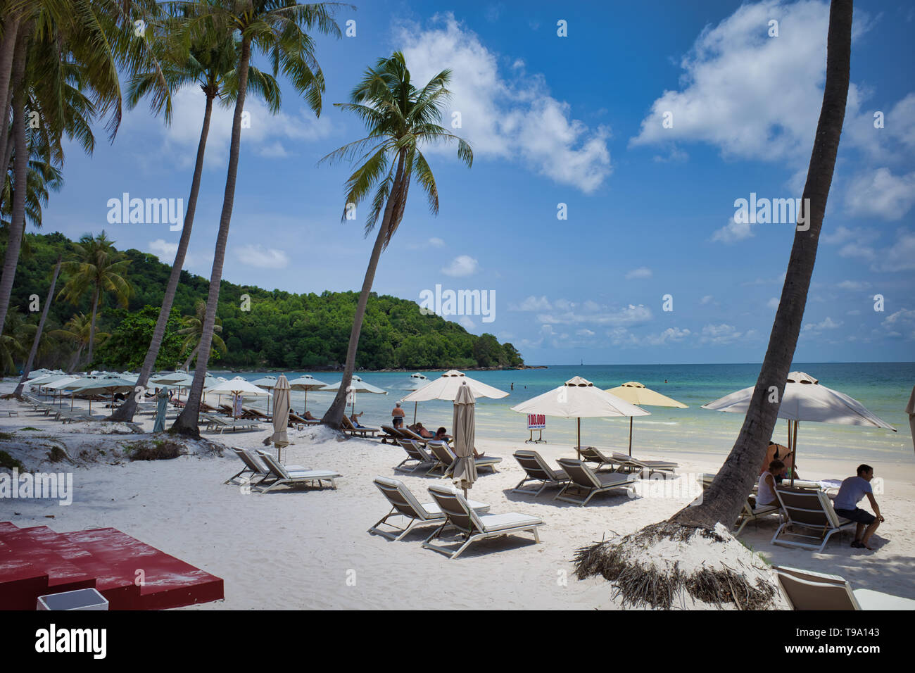 Phu Quoc island, Vietnam - March 27, 2019: Tourists taking sunbath on ...