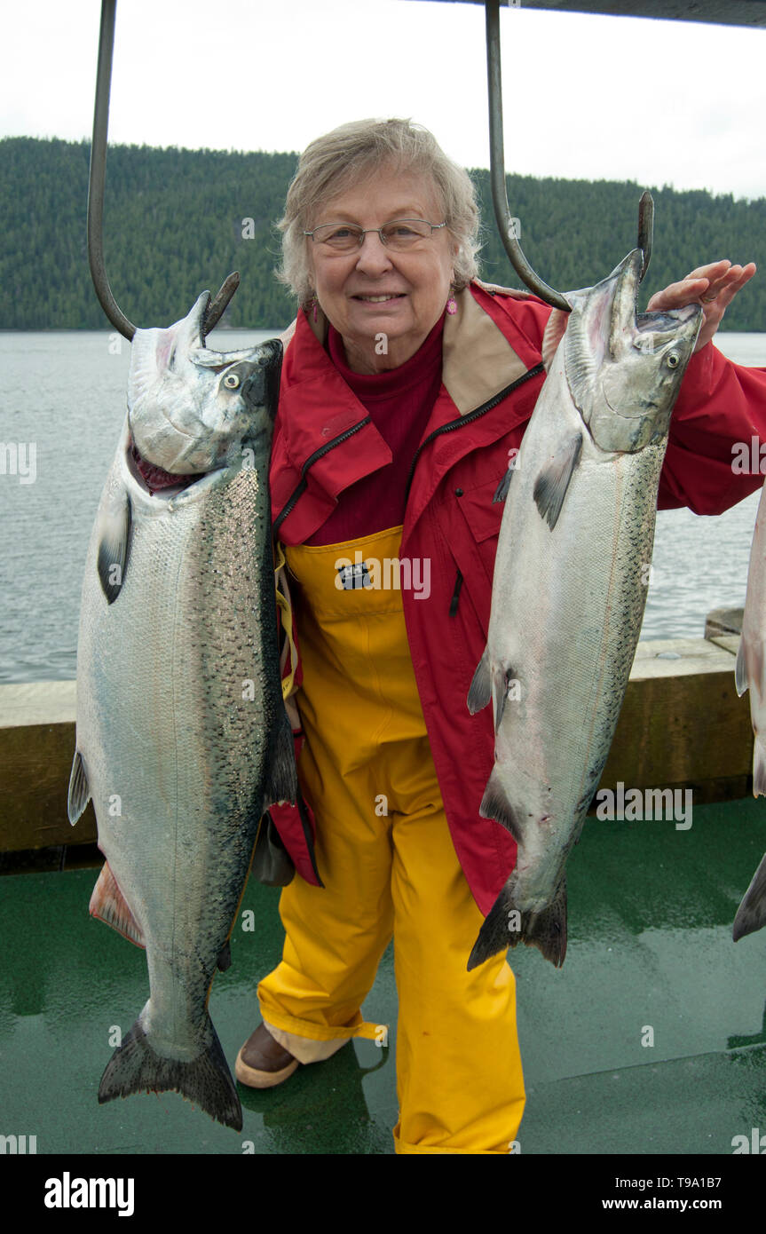 Diane Wilson with Chinook salmon caught at Waterfall Resort,Prince of ...