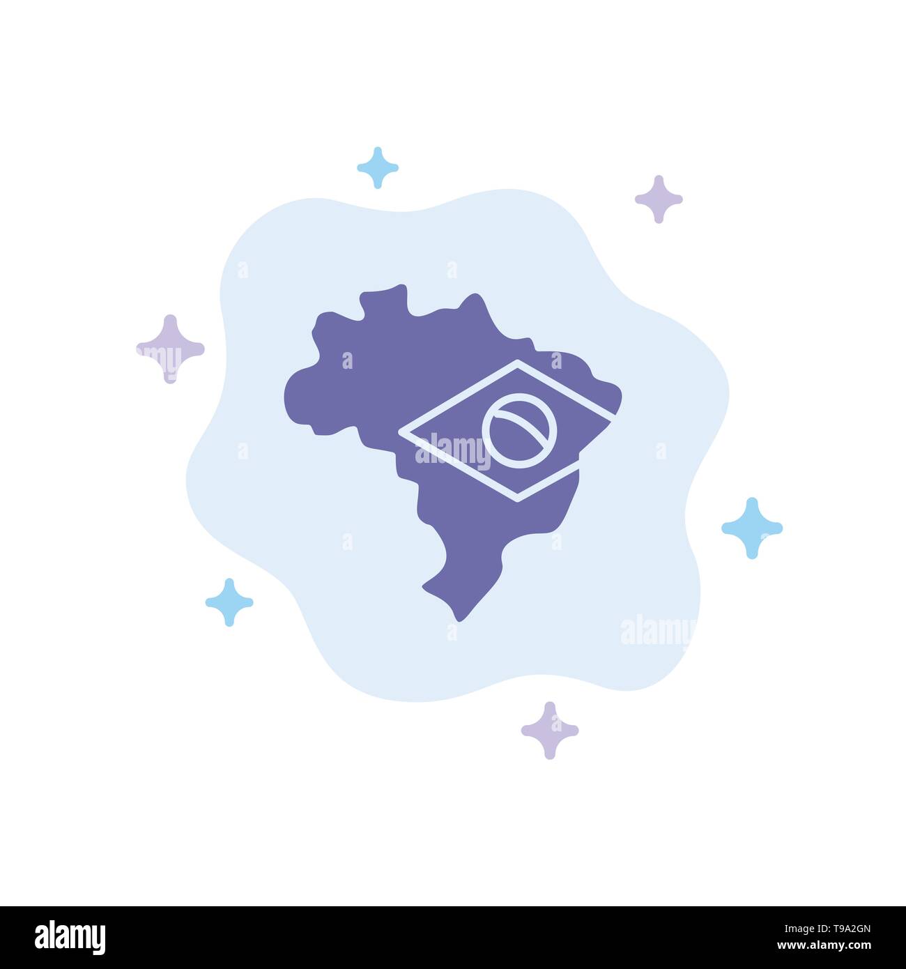 Map, Flag, Brazil Blue Icon on Abstract Cloud Background Stock Vector ...
