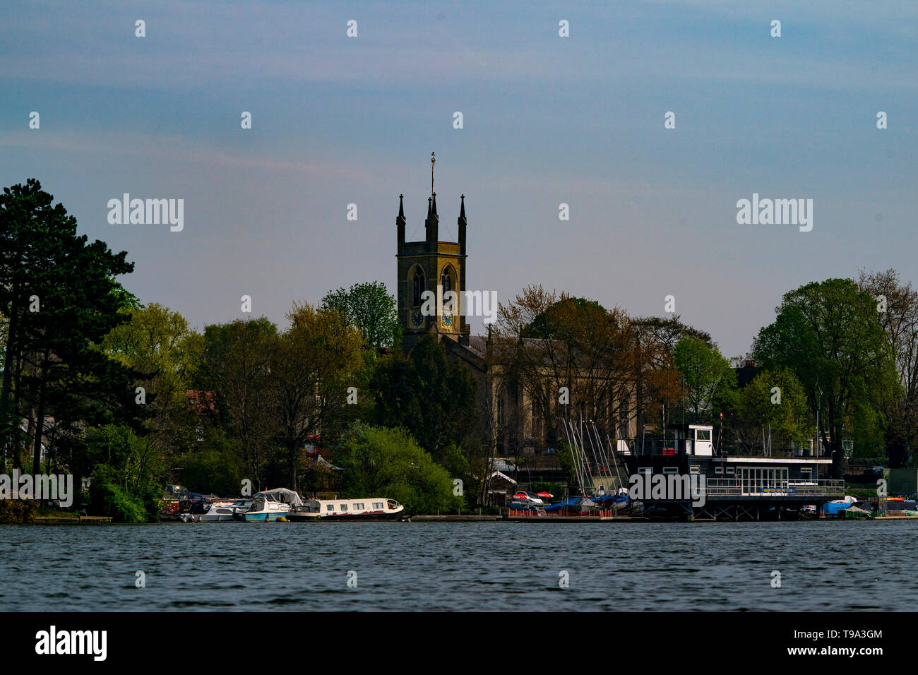 river thames landscape Hampton Church Stock Photo - Alamy