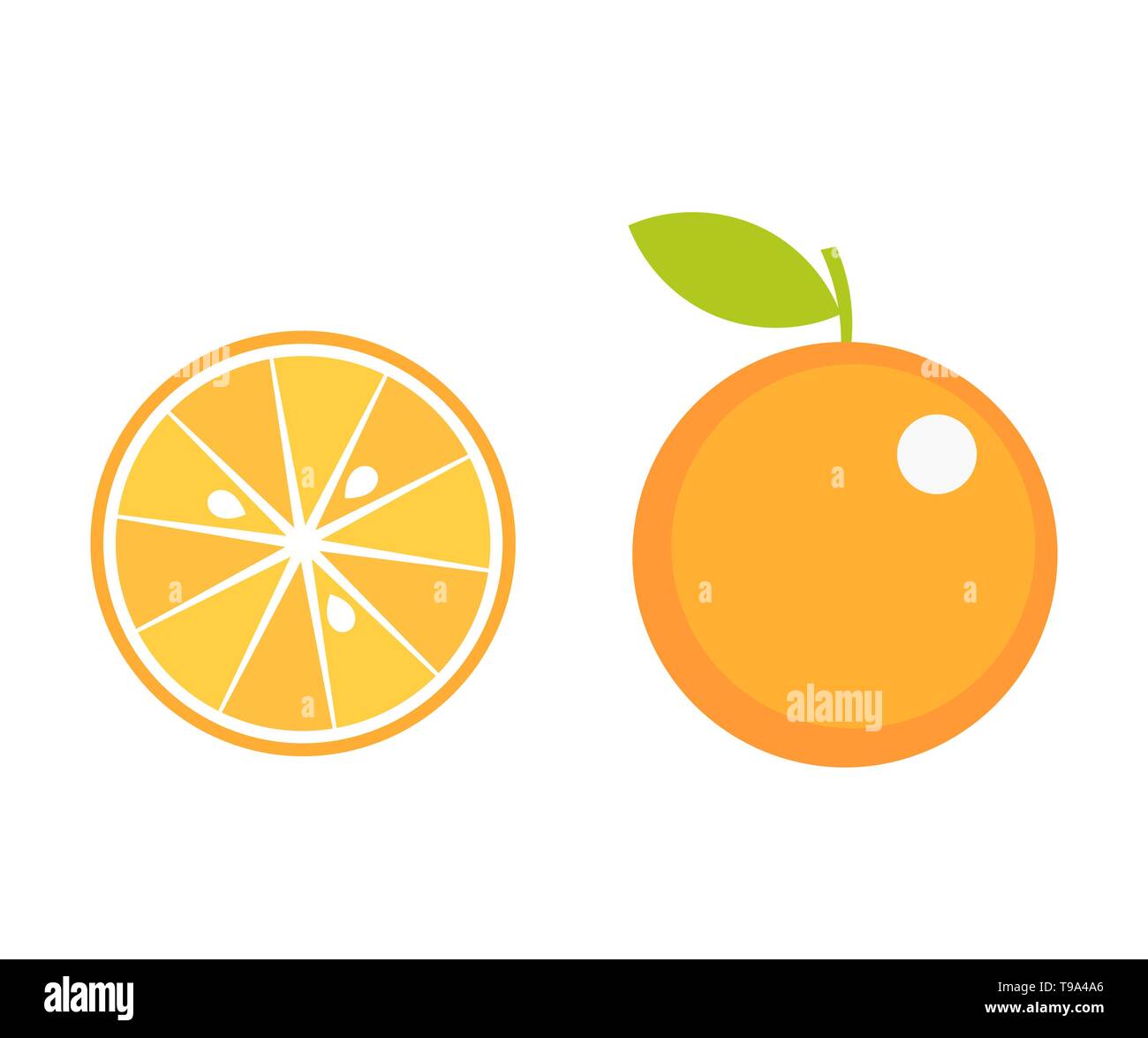 Orange fruit icons, orange slice. Vector illustration Stock Vector ...