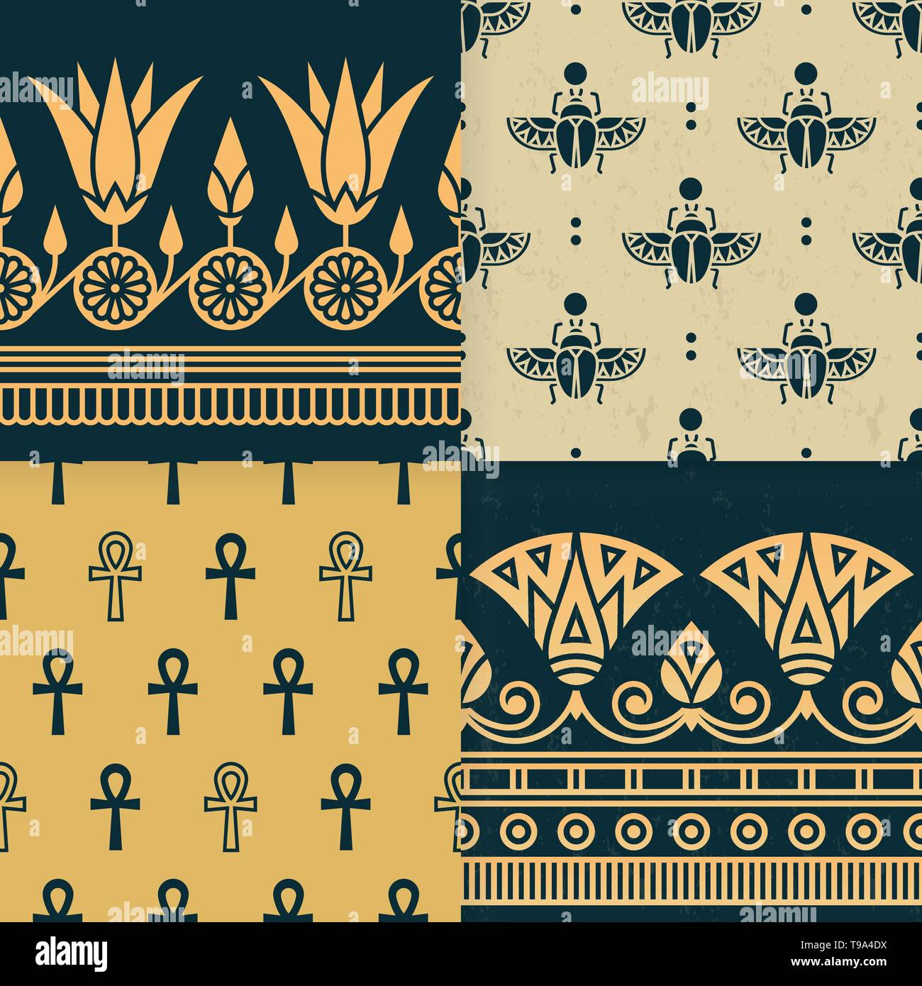 Set of four a seamless vector illustration of Egyptian national ...