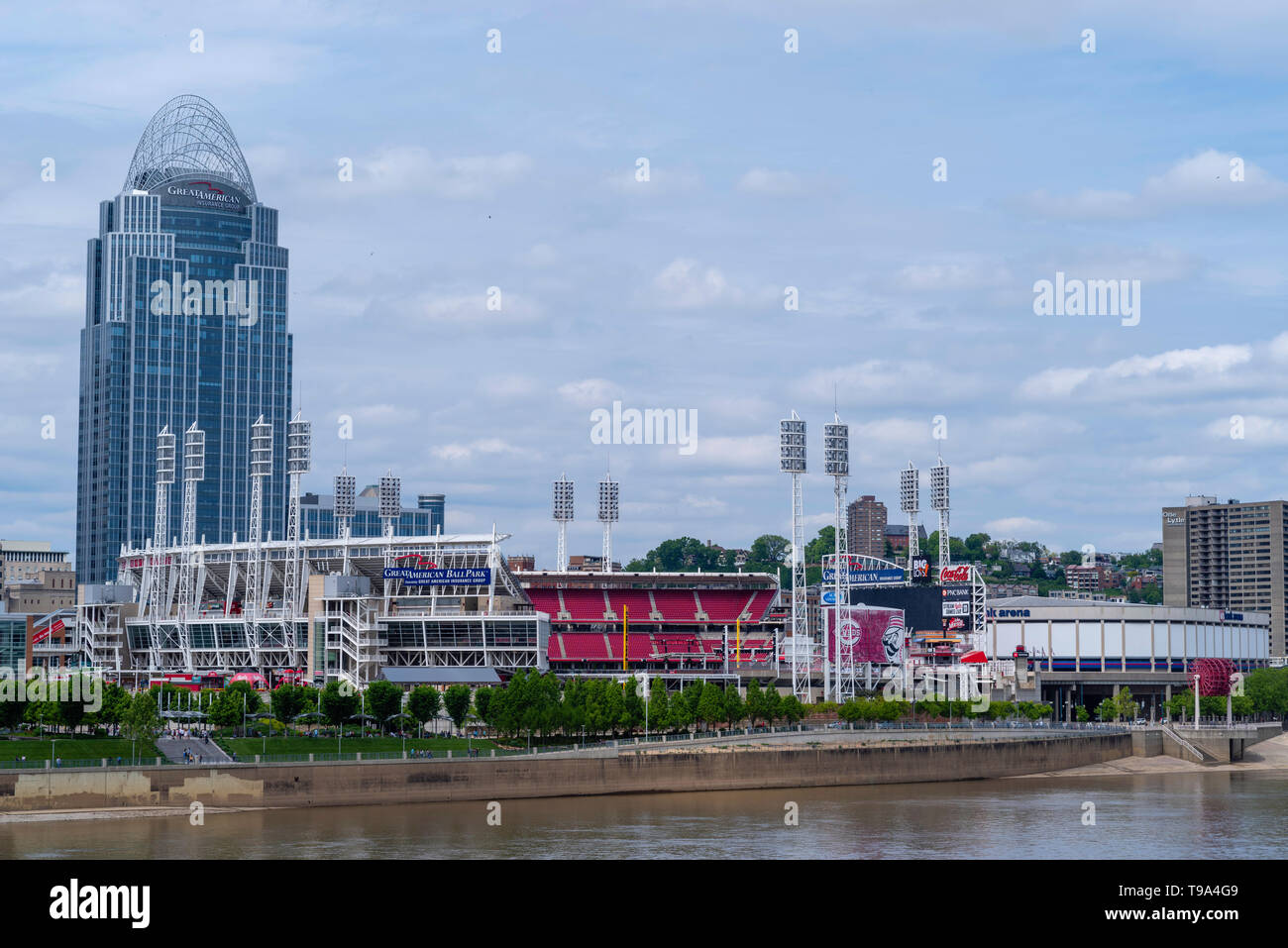 View of the Cincinnati Riverfront and Great American Ballpark from the ...