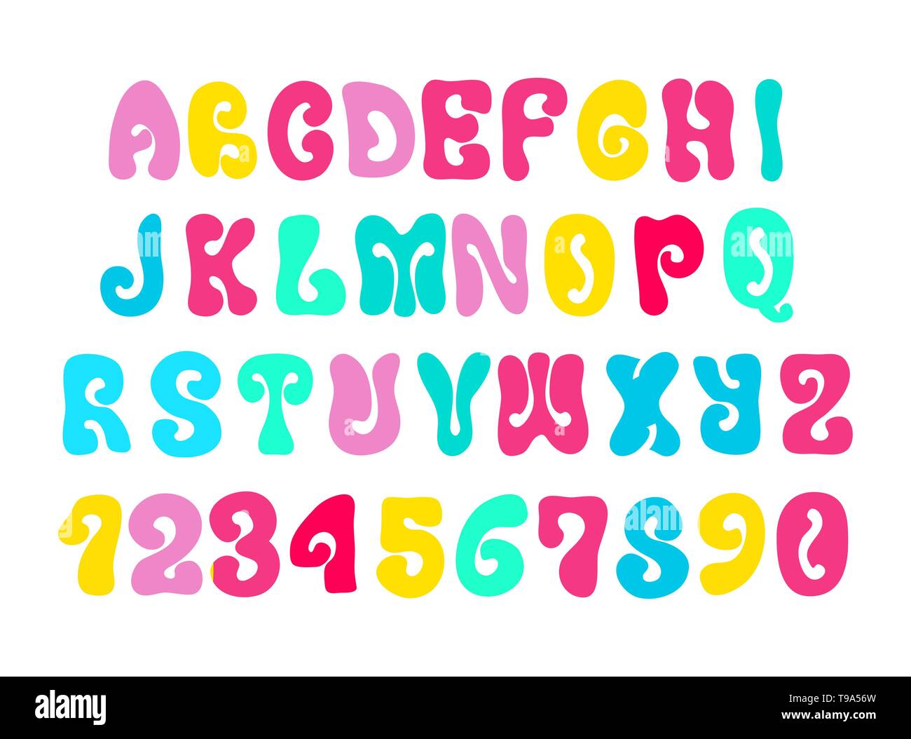 Colorful psychedelic hippie alphabet on white Stock Vector Image & Art ...