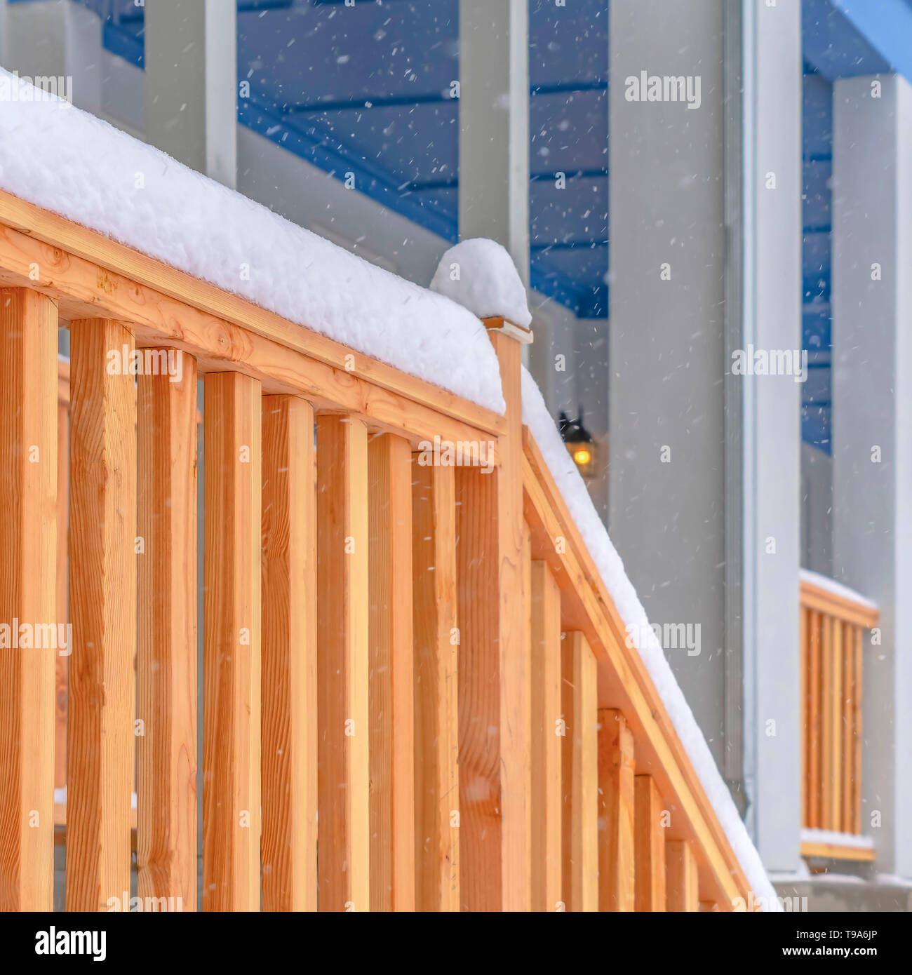 Clear Square Winter view of the stairs leading to the front porch of a ...