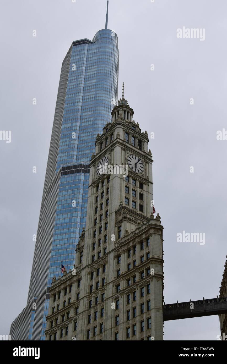 Chicago's iconic Wrigley Building along the Chicago River in the Near ...
