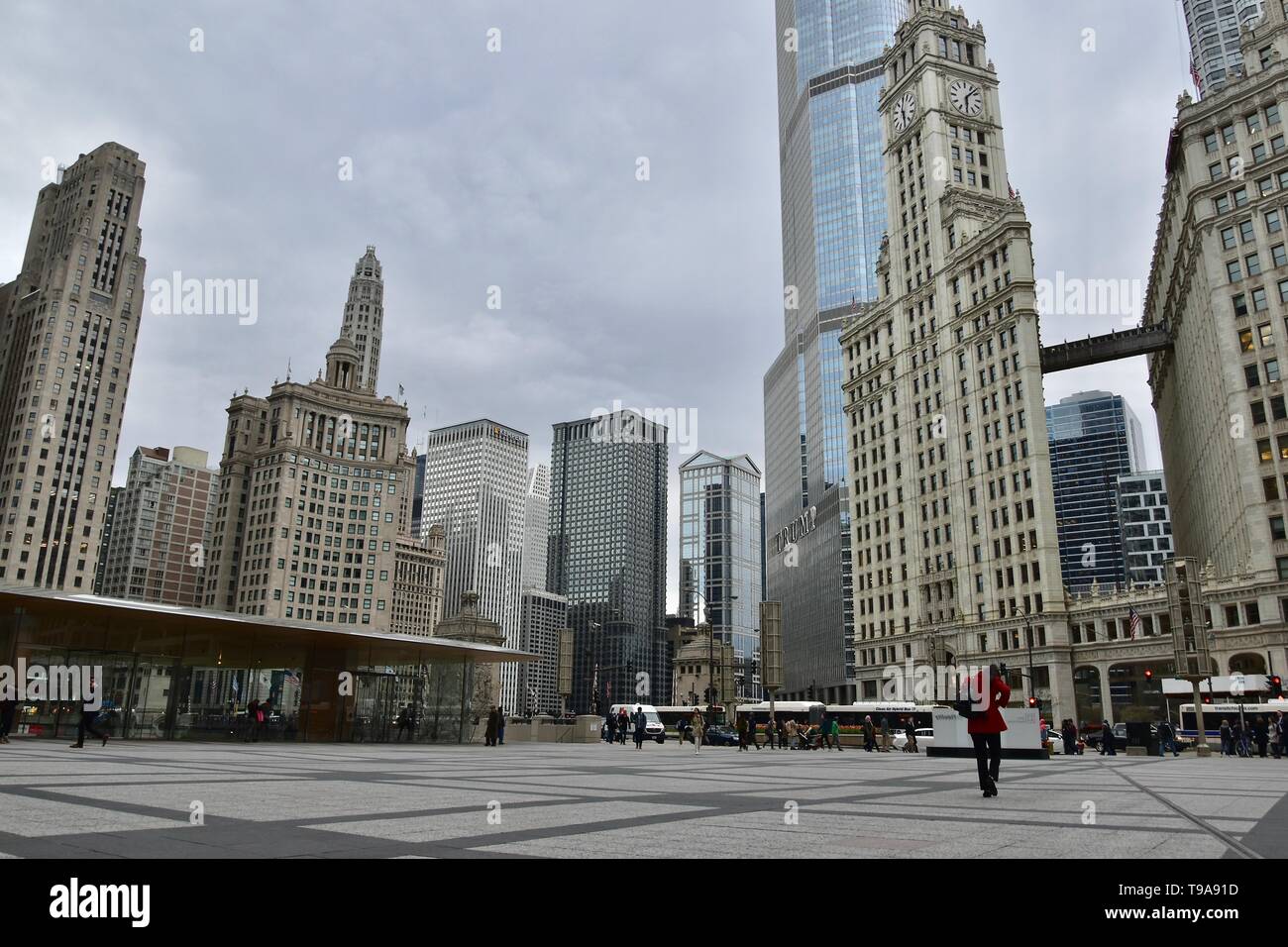 Chicago's iconic Wrigley Building along the Chicago River in the Near ...