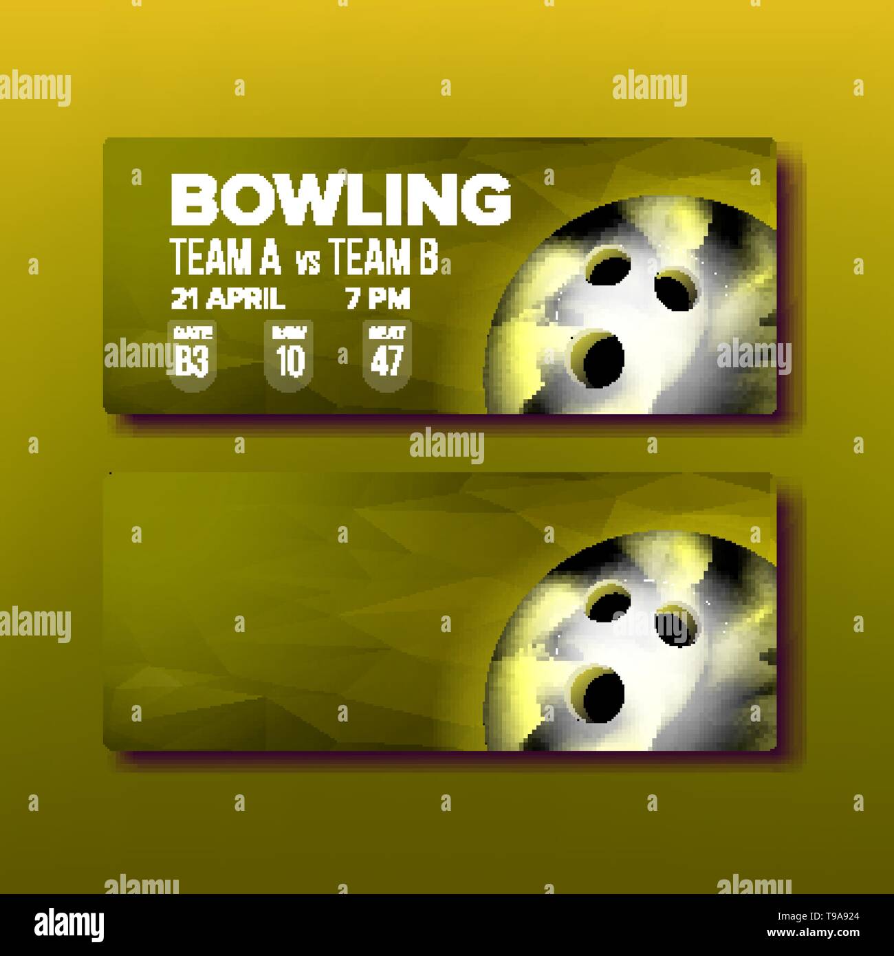 Yellow Coupon On Bowling Game Template Vector Stock Vector Image & Art ...