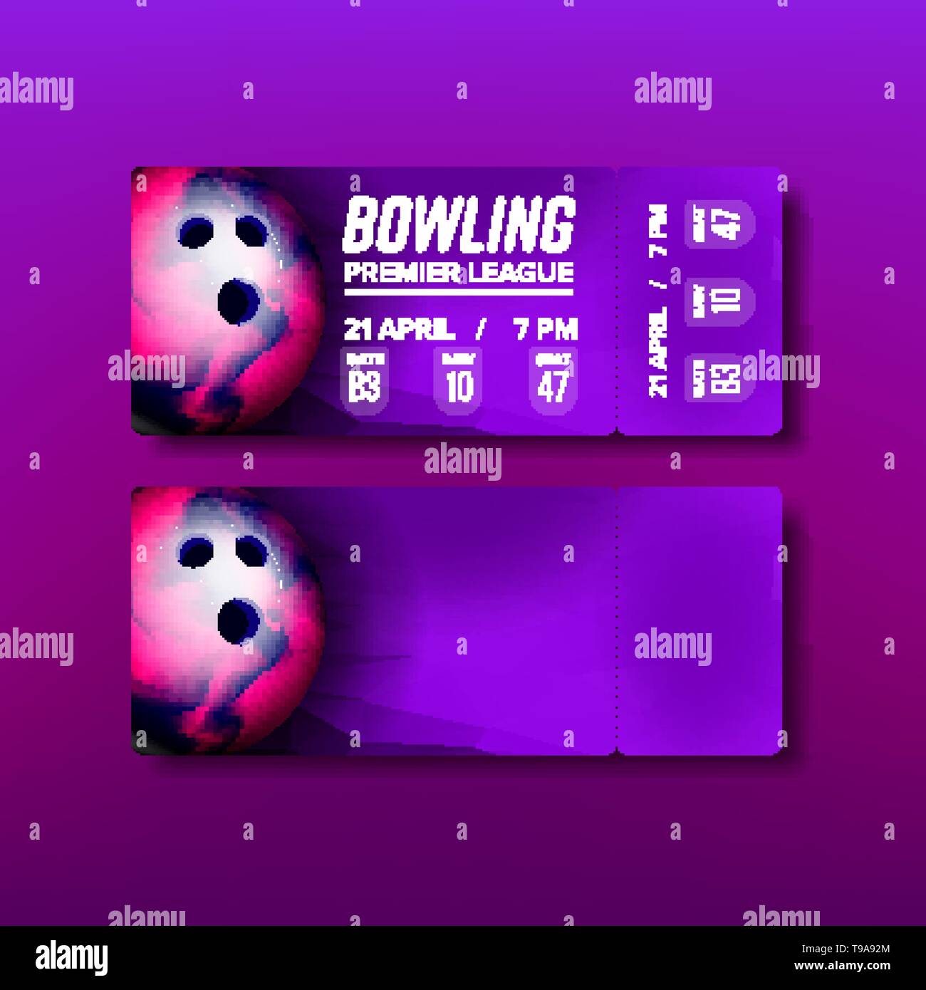 Ticket Tear-off Coupon On Bowling Match Vector Stock Vector Image & Art ...