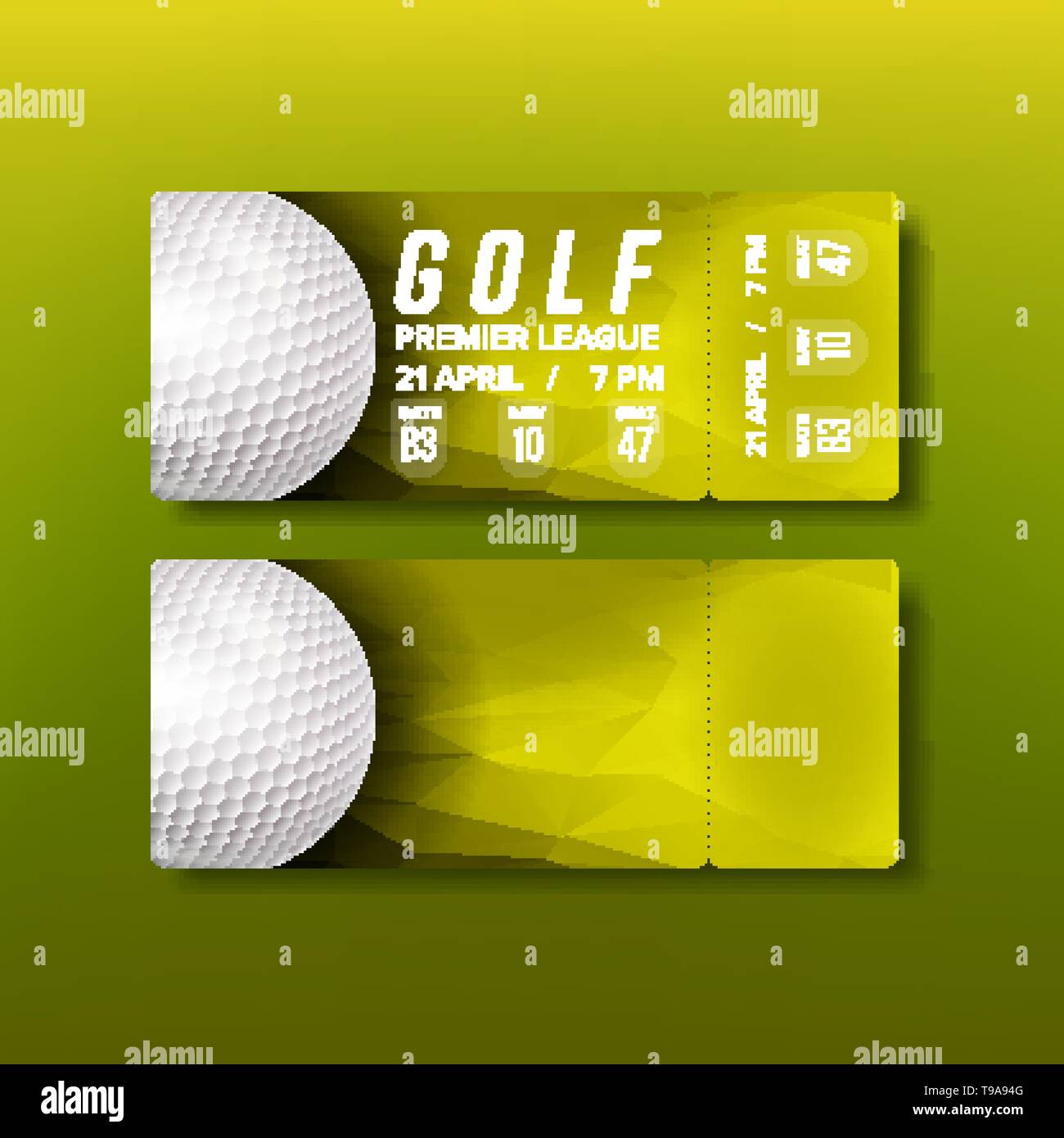 Ticket Tear-off Coupon For Golf Tournament Vector Stock Vector Image ...