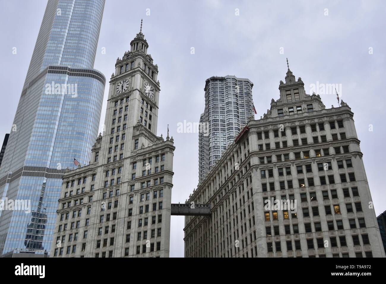 Chicago's iconic Wrigley Building along the Chicago River in the Near ...