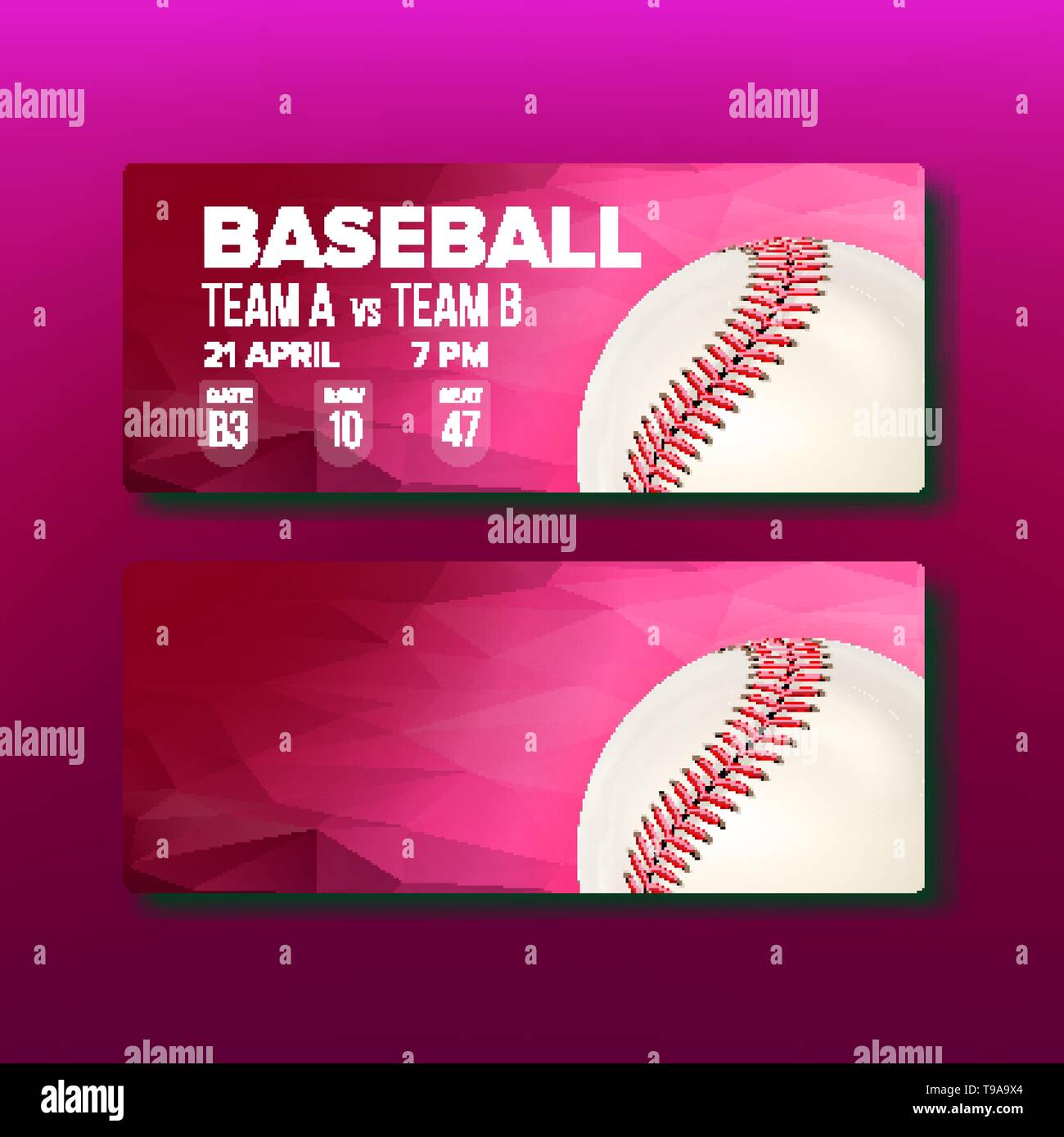 Red Coupon For Visit Baseball Game Template Vector Stock Vector Image ...