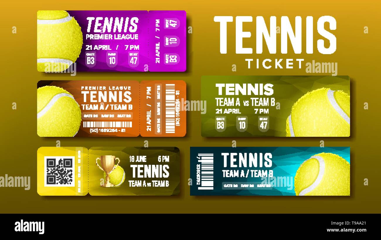 Stylish Design Tickets For Visit Tennis Set Vector Stock Vector Image ...