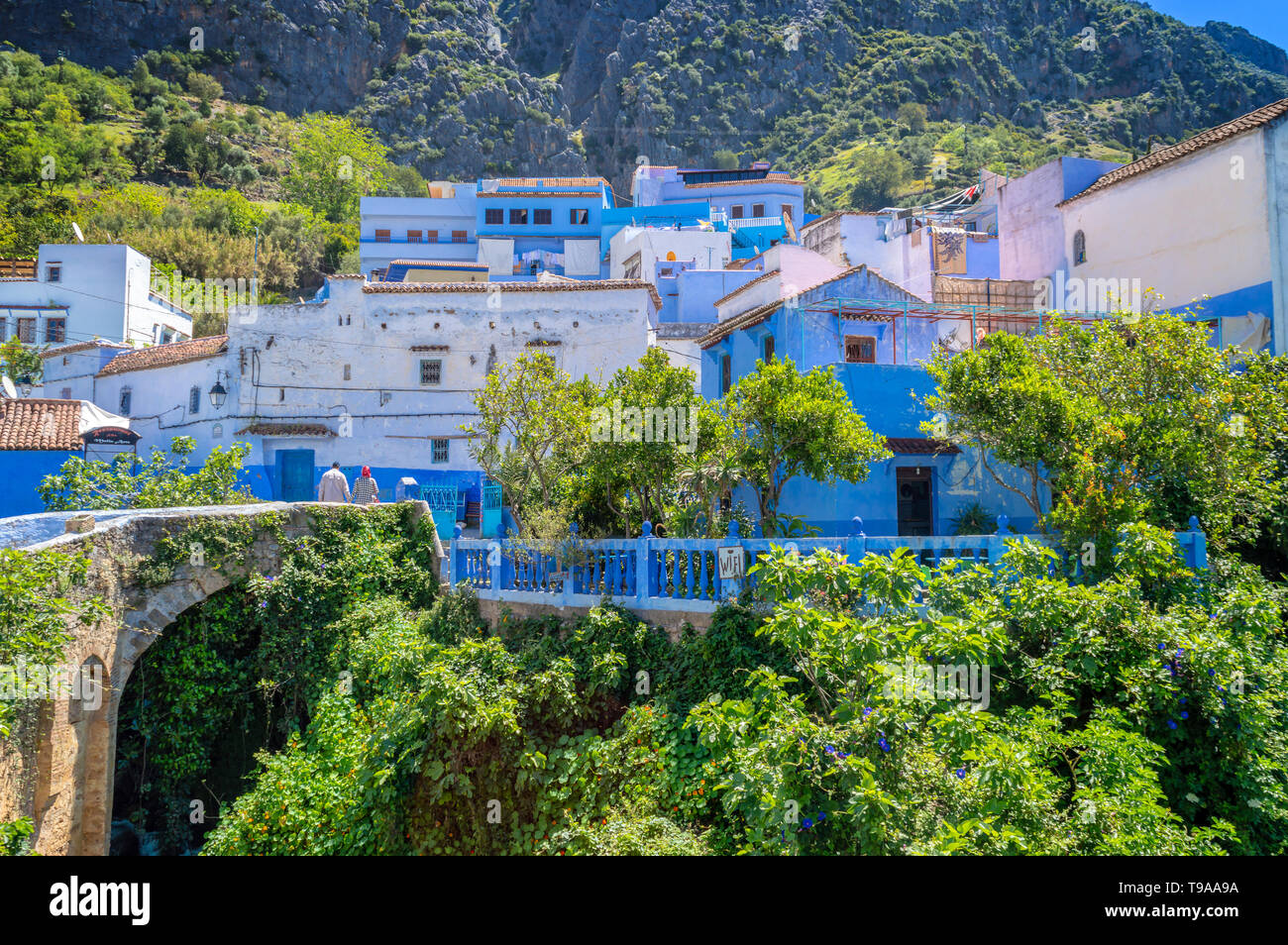 View of the blue city of Chefchaouen in Morocco Stock Photo - Alamy