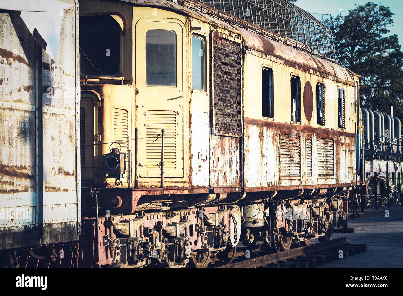 Vintage Steam engine locomotive train on railroad track.transportation ...