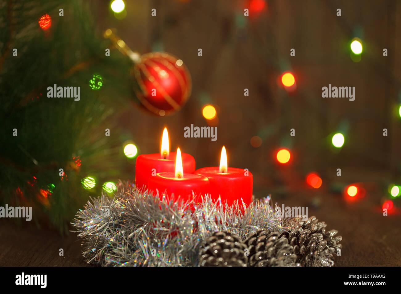 Christmas still life with candles Stock Photo - Alamy