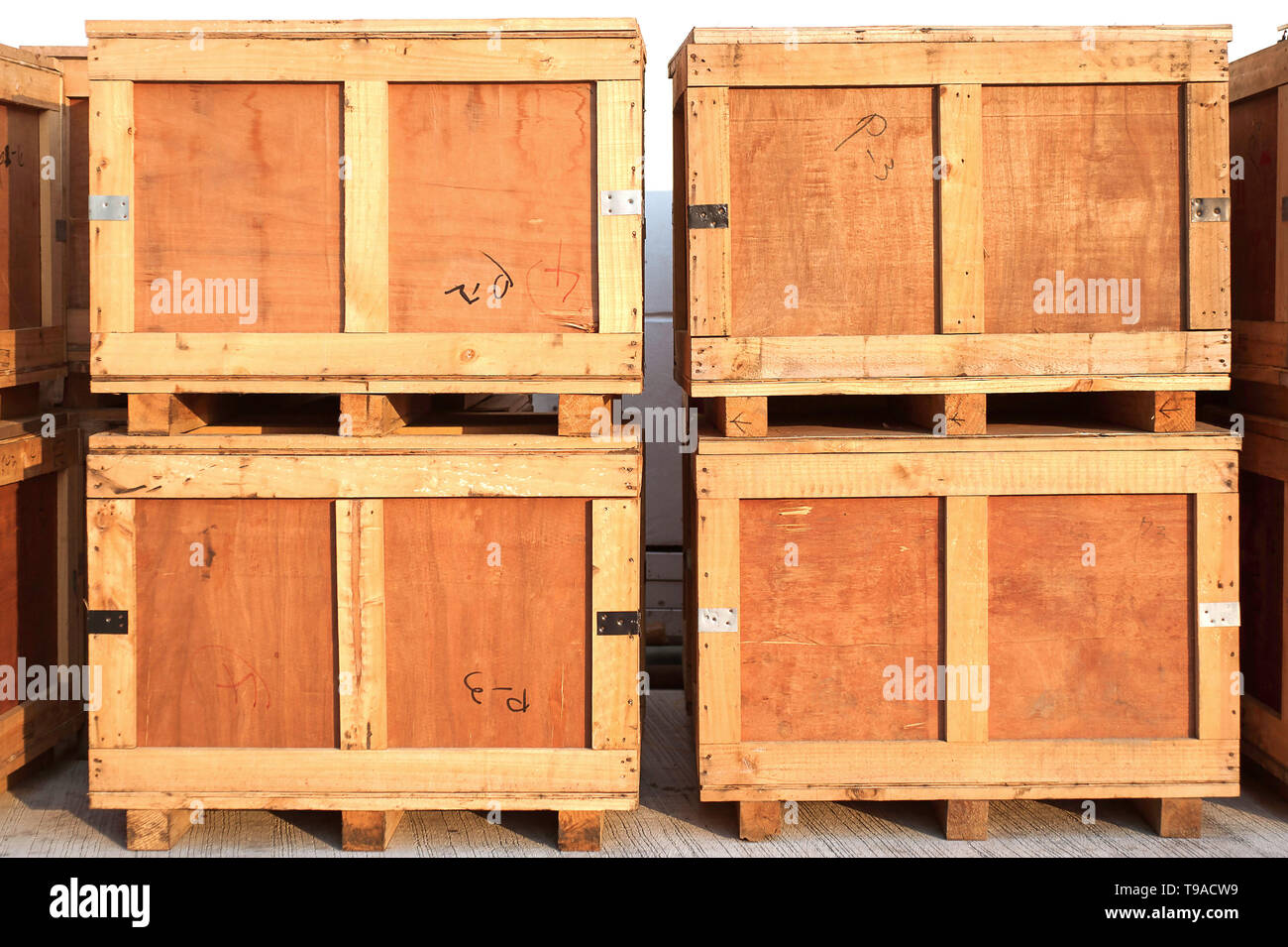 wood storage boxes Stock Photo - Alamy